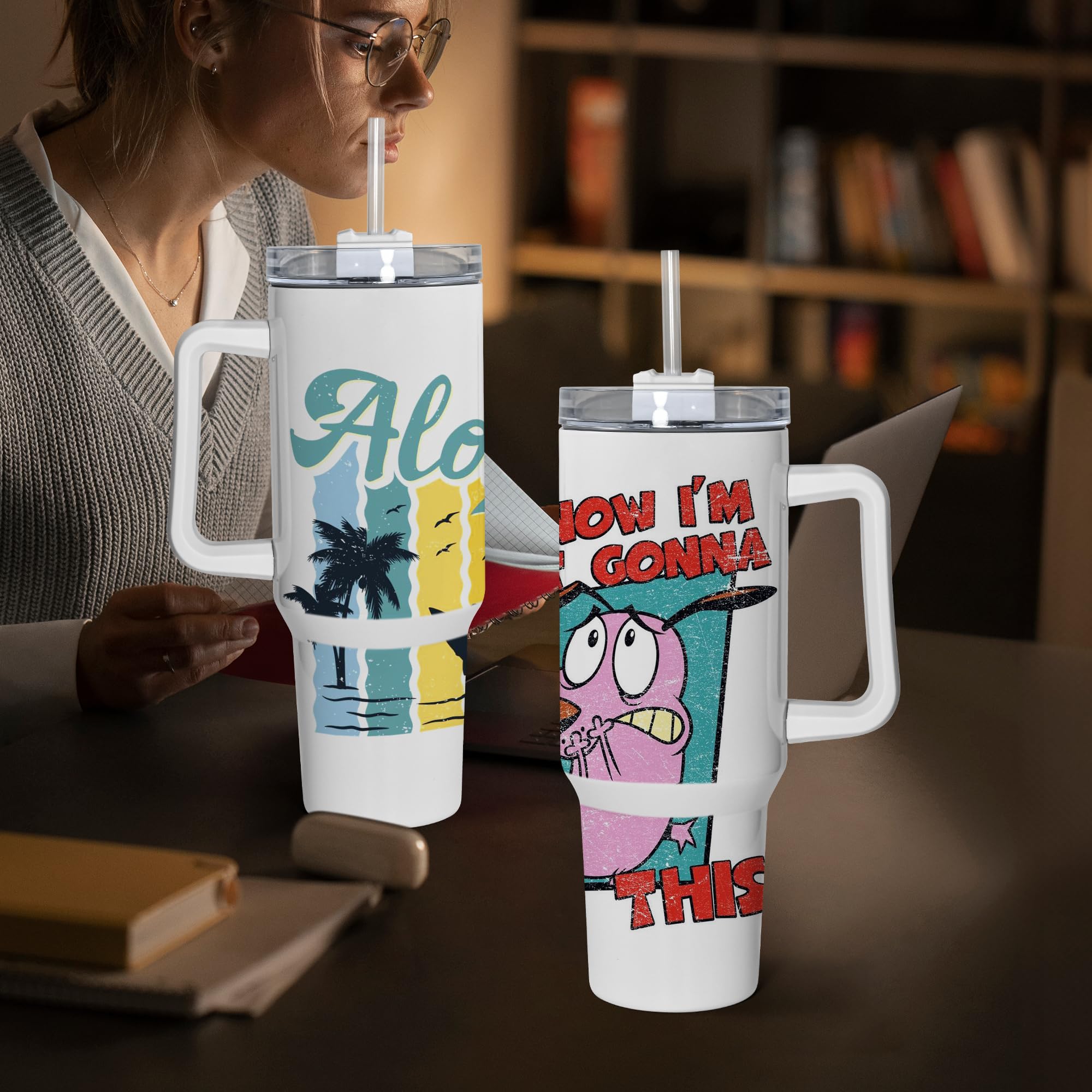 sweet grain 40oz Sublimation Tumbler with Handle and Straw Lid, 12 Pack Double Wall Vacuum Reusable Stainless Steel Insulated Water Bottle Travel Mug Cup, White, DIY Gift