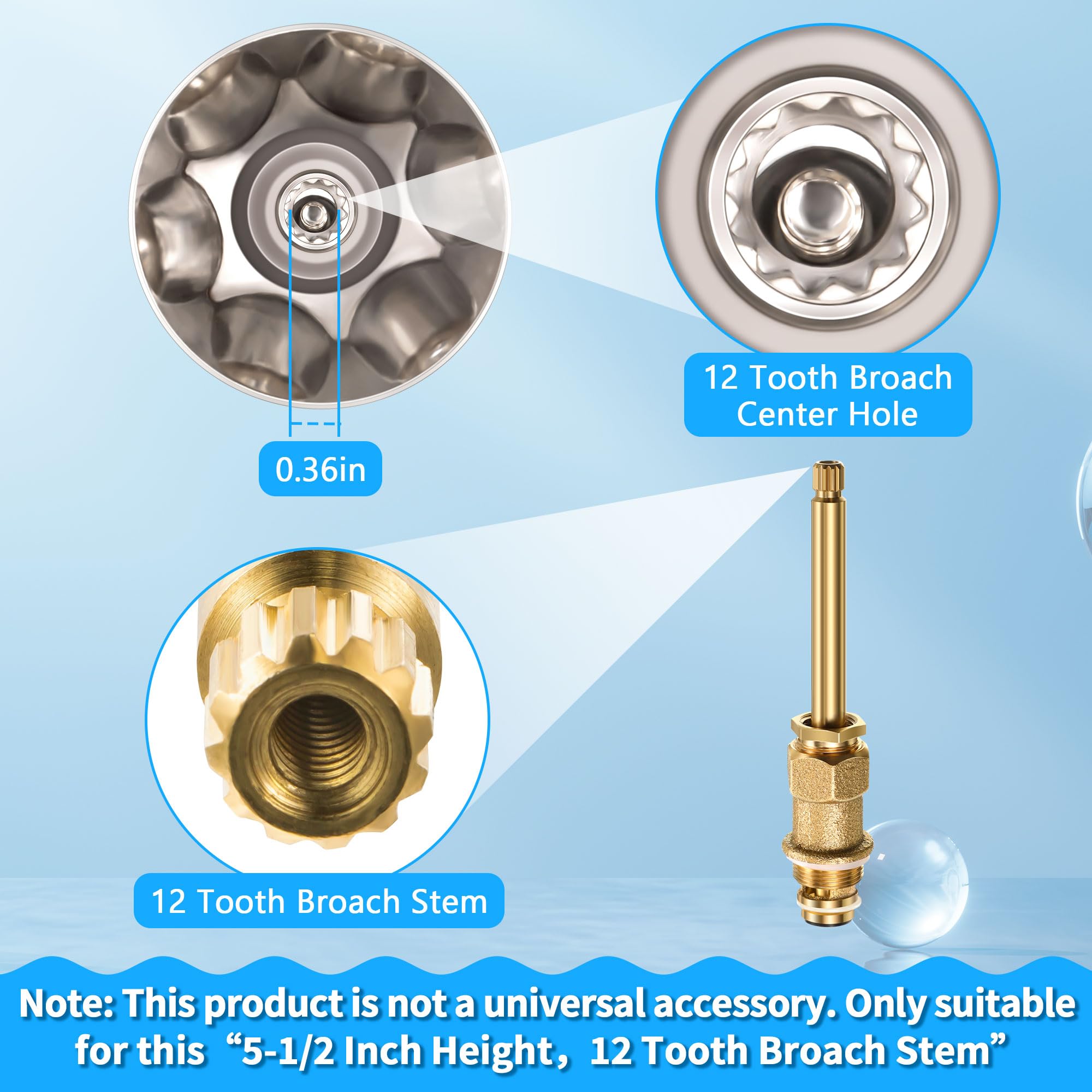 Enhon Faucet Handles, 2 Piece Hot and Cold Faucet Knobs Compatible with Price Pfister Verve Tub Shower, Include 2 Faucet Handles and 2 Screws for Remodeling Trim (Brushed Nickel)