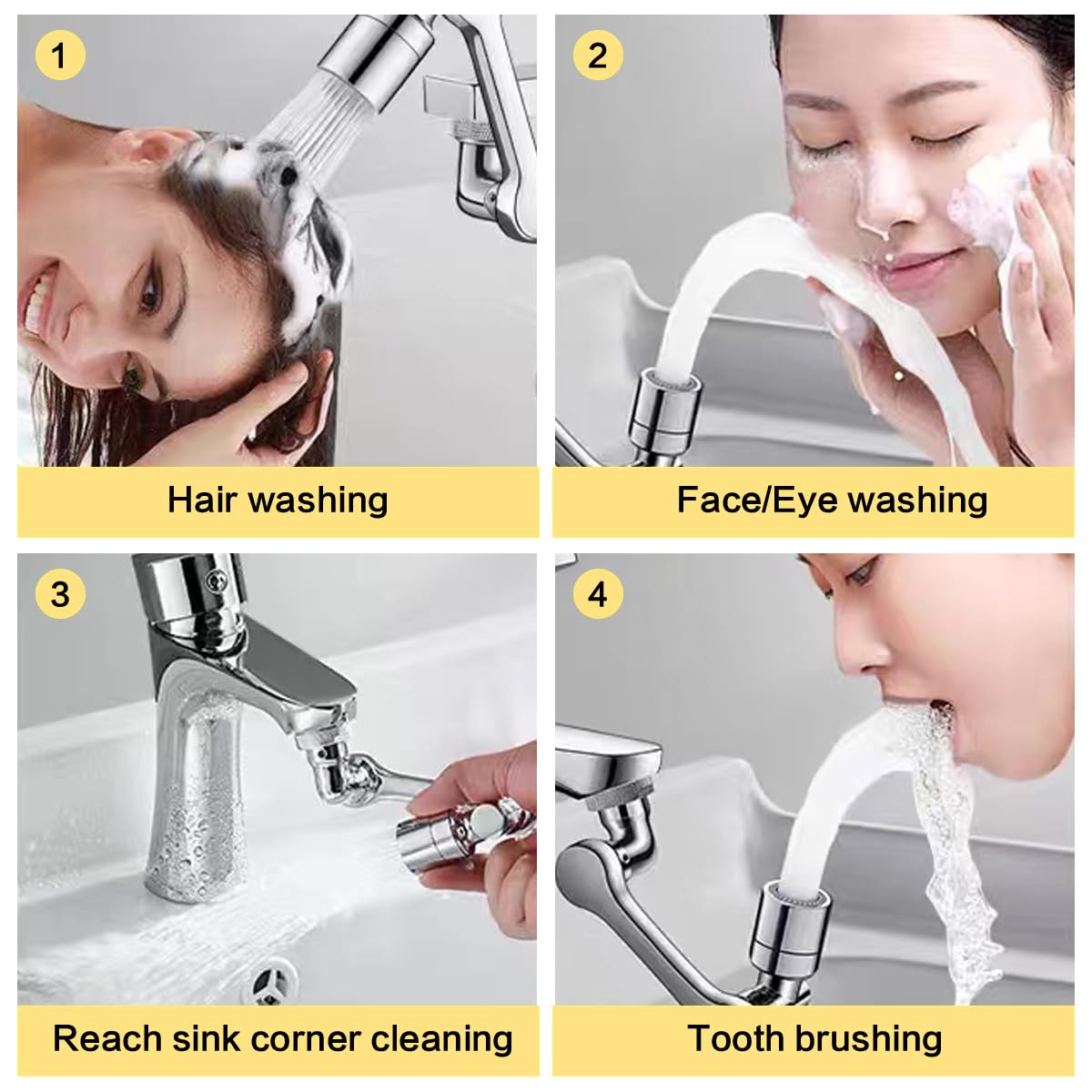 Kitchen Sink Aerator, Dual-function 2 Flow Big Angle Sink Sprayer Attachment, Faucet Replacement Part 55/64'' Female Thread, Chrome