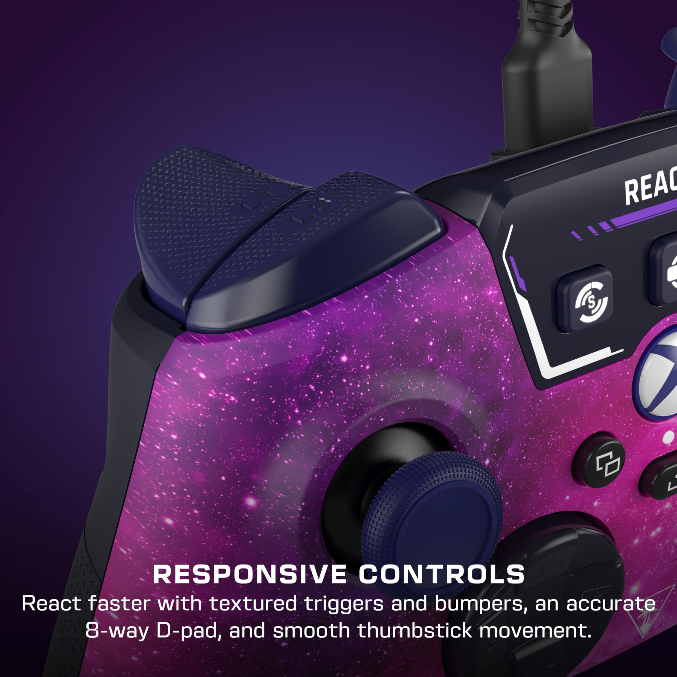 Turtle Beach REACT-R Wired Game Controller – Officially Licensed for Xbox Series X & S, Xbox One, and Windows 10|11 PC’s – Nebula