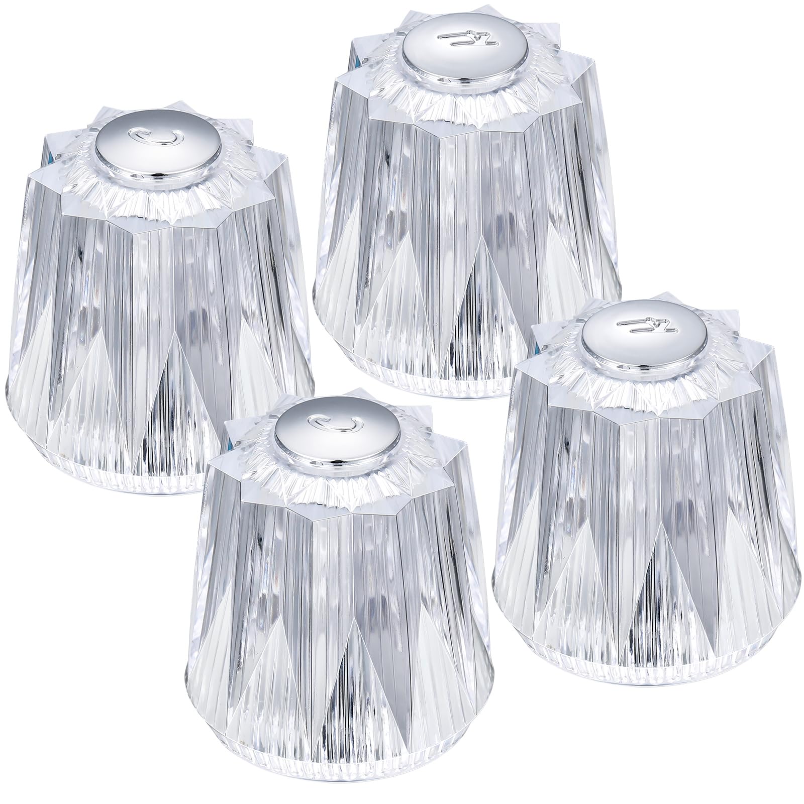 Kigley 4 Pcs Shower Faucets Handle Replacement Handles Shower Knob Replacement Compatible with Pfister Old Systems Bathtub, Clear (Novelty Style)
