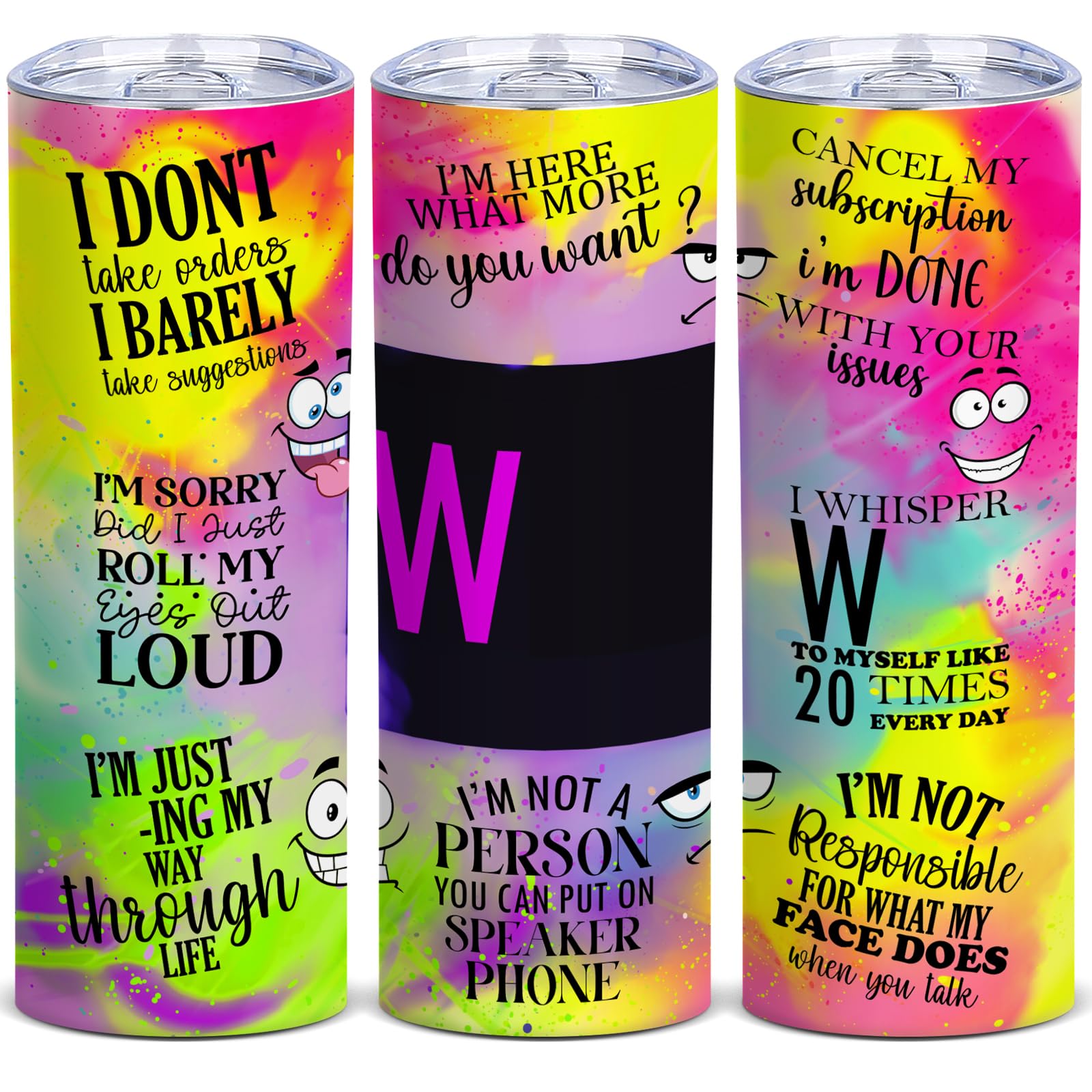 Sarcastic WTF Insulated Skinny Tumblers Cup Coffee Mug with Lid Funny 20oz Reusable Stainless Steel Water Bottle for Hot & Cold Drinks Tea Cup Iced Coffee Travel Mug(Pack of 1)