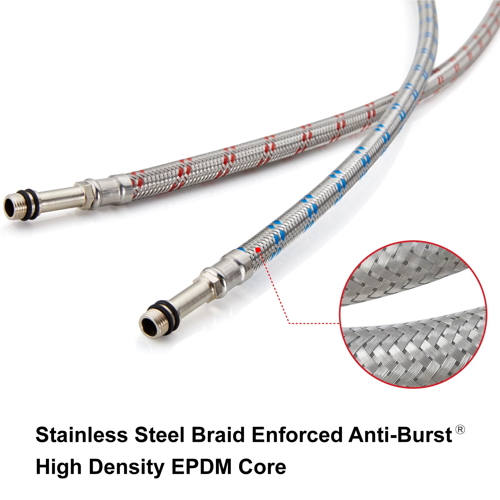 Midanya 40-Inch Long Faucet Connector,Bathroom Kitchen Faucet Connector,Braided Stainless Steel Supply Hose 3/8-Inch Female Compression Thread x M10 Male Connector,x 2 Pcs (1 Pair)