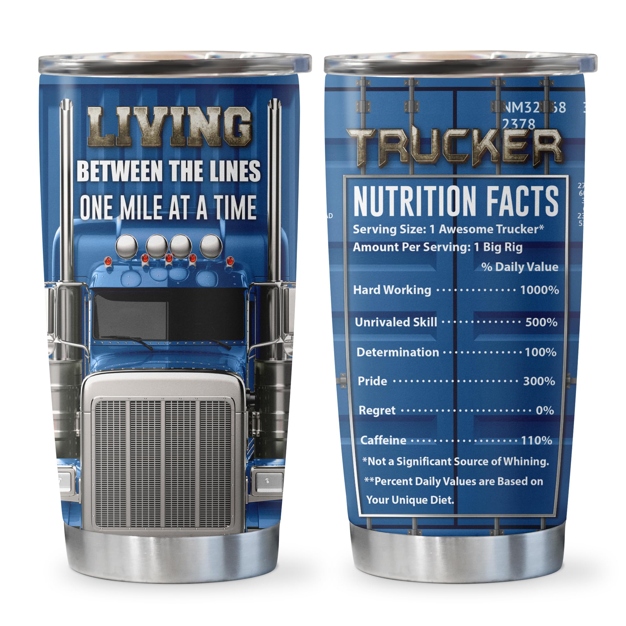 Qatdey Truck Driver Gifts for Men, Cool Gifts for Truck Drivers Tumbler 20oz, Trucker Gifts Mug, Best Gifts for Truckers Cup, Trucker Gifts for Men/Truck Lovers/Dad, Appreciation Gift for Truck Driver