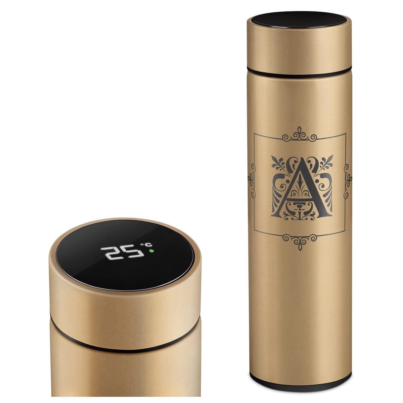 Maverton Travel Mug with engraving for woman - Customized Thermo mug for lady - Removable tea infuser - Lightweight design - LED Temperature Display - Personalized gadget for her - CLASSIC