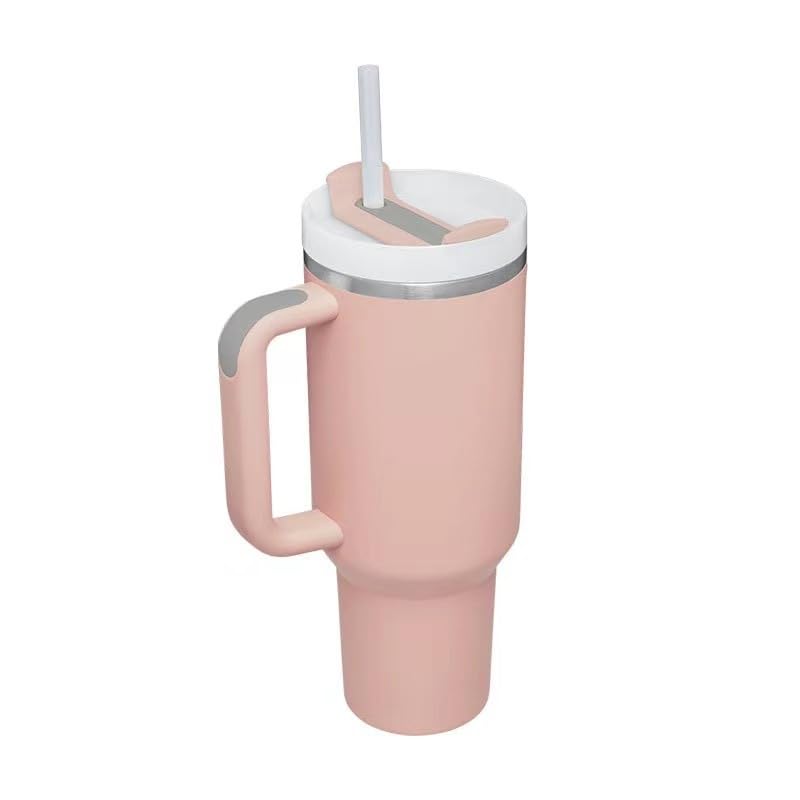Buckshee 40 oz Tumbler With Handle and Straw Lid, Double Walled Vacuum Sealed Stainless Steel Insulated Travel mug, Travel Thermos for Hot and Cold Beverages (Blush pink)