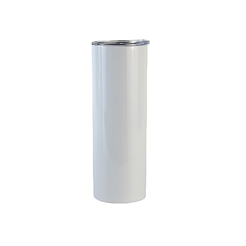 JKGTKC 25pack 20oz sublimation straight tumbler bluk double wall stainless steel vacuum cup with metal straw and silding lid for wholesale banks for DIY gift （white）
