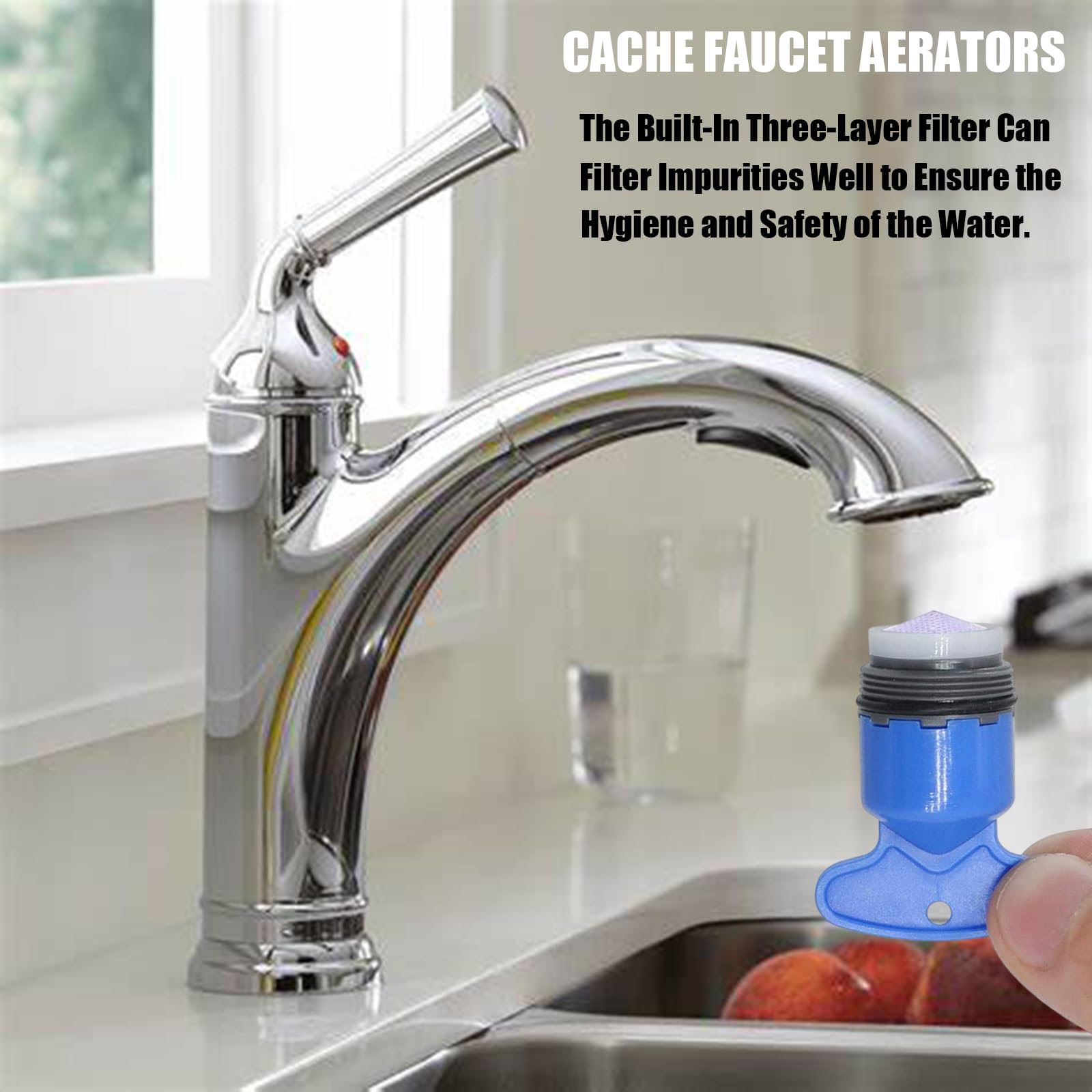 BOETOADG 4PCS Cache Aerator M24, Plug-In Faucet Restrictor Replacement Parts for Kitchen Cache Bathroom Sink Aerator with Key Removal Wrench Tool, 2.2GPM, 24mm/0.95inch