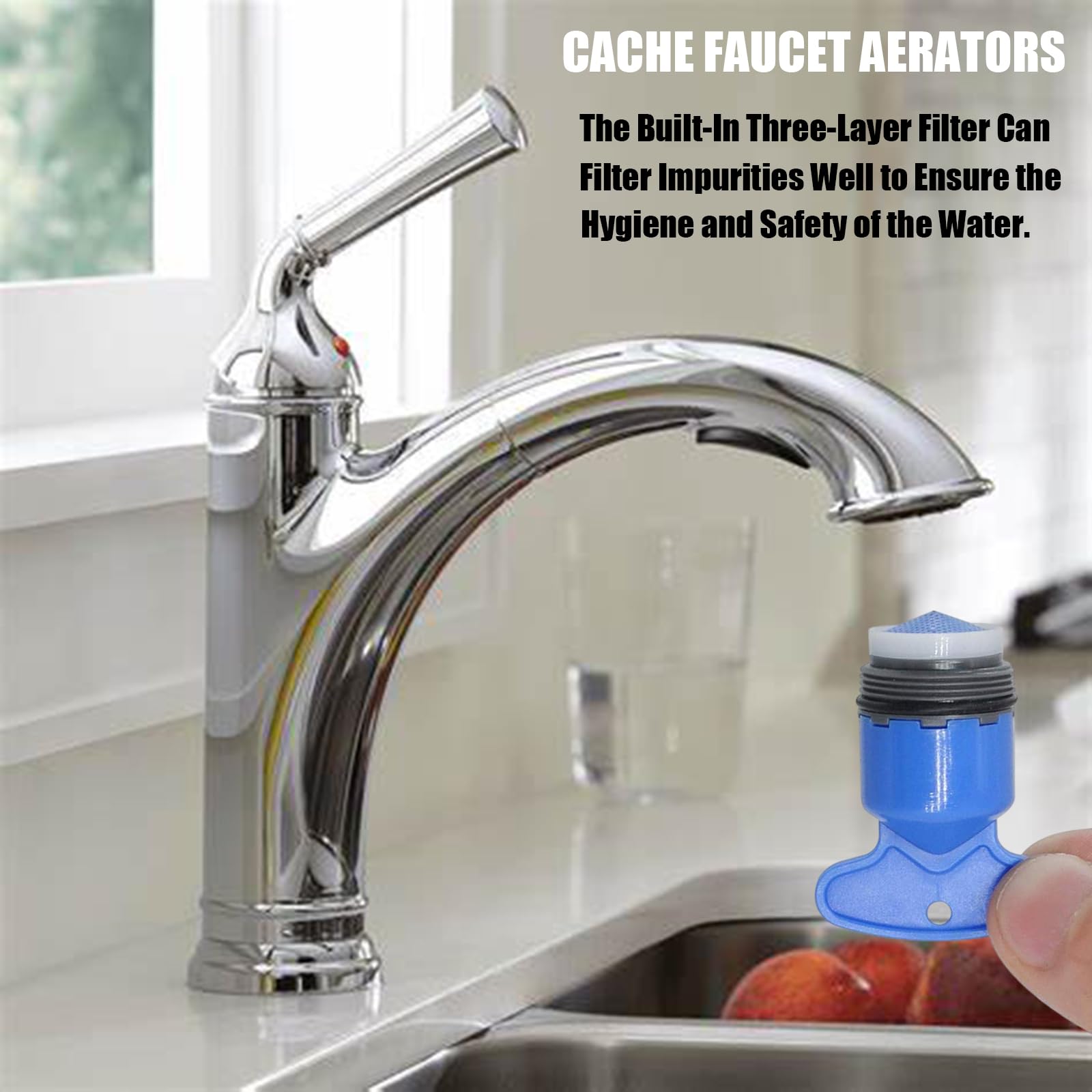 BOETOADG 4PCS Cache Aerator M21.5, Plug-In Faucet Restrictor Replacement Parts for Kitchen and Bathroom Sink with Key Removal Wrench Tool, 1.8GPM, 21.5mm/0.85inch