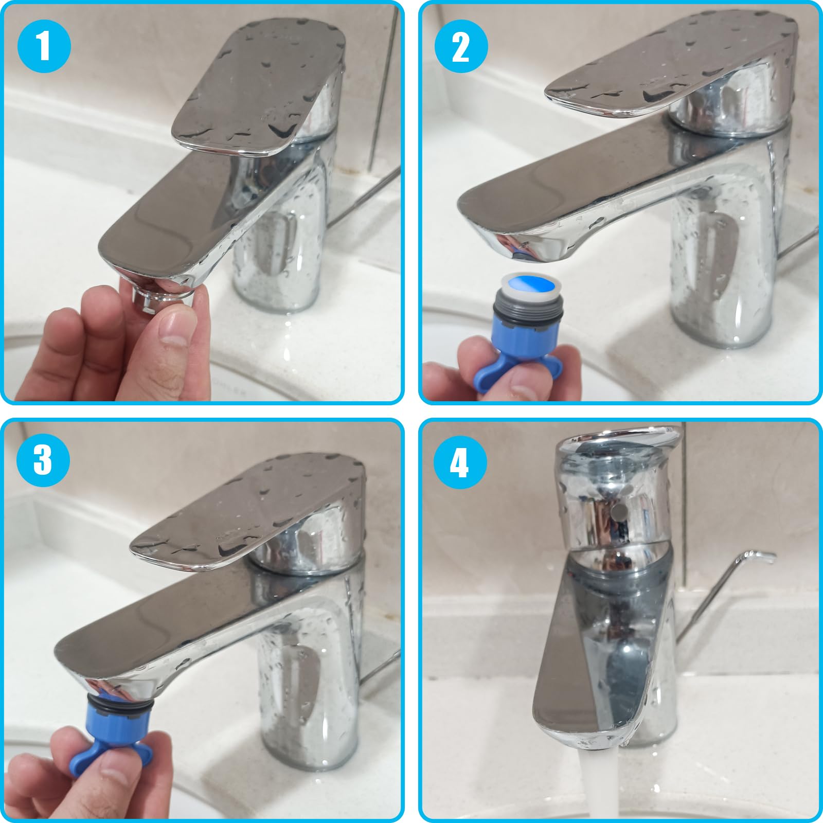 BOETOADG 4PCS Cache Aerator M21.5, Plug-In Faucet Restrictor Replacement Parts for Kitchen and Bathroom Sink with Key Removal Wrench Tool, 1.8GPM, 21.5mm/0.85inch