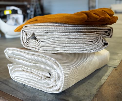 Supa Ant 2-pack Welding Blanket (6ft x 8ft) - 538C Heat Tolerant with Welding Gloves - Fiberglass Emergency Blanket