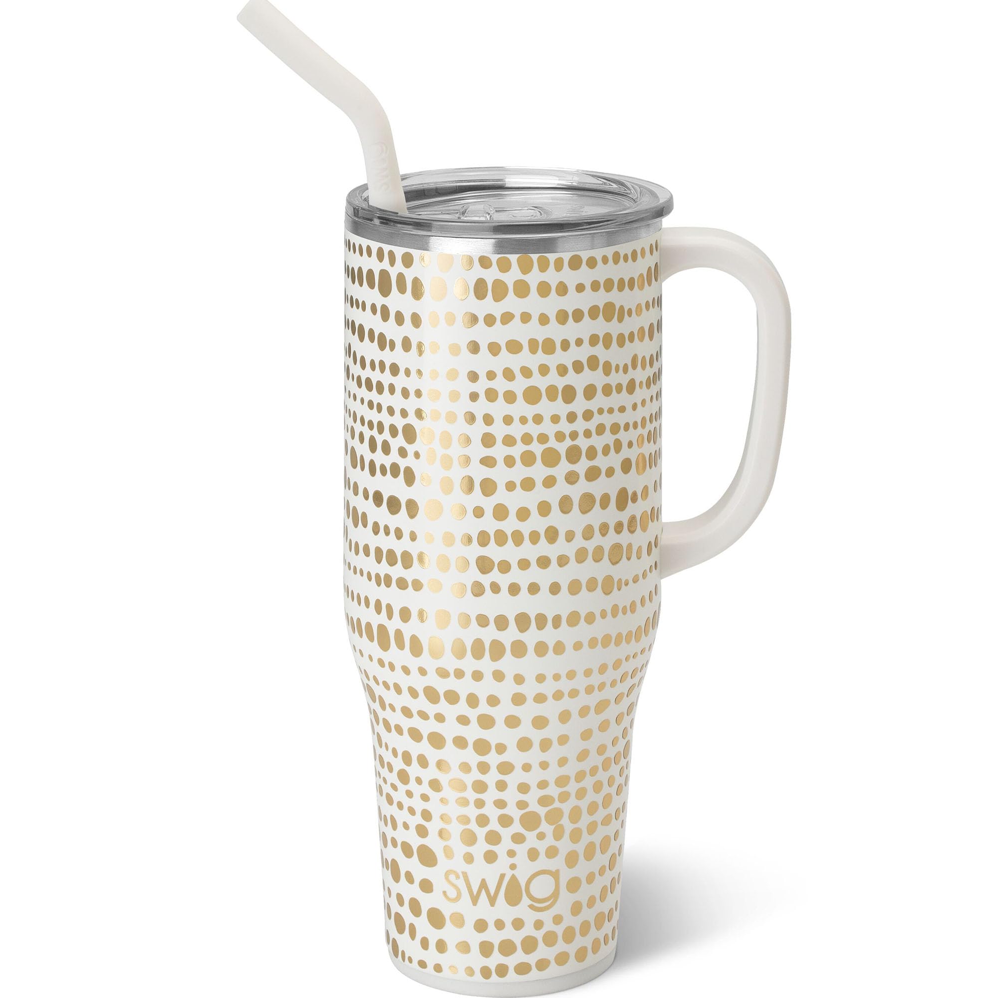 Swig Life 40oz Mega Mug, 40 oz Tumbler with Handle and Straw, Cup Holder Friendly, Dishwasher Safe, Extra Large Insulated Tumbler, Stainless Steel (Glamazon Gold)