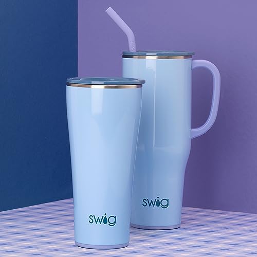 Swig Life 40oz Mega Mug, 40 oz Tumbler with Handle and Straw, Cup Holder Friendly, Dishwasher Safe, Extra Large Insulated Tumbler, Stainless Steel (Bay Breeze)