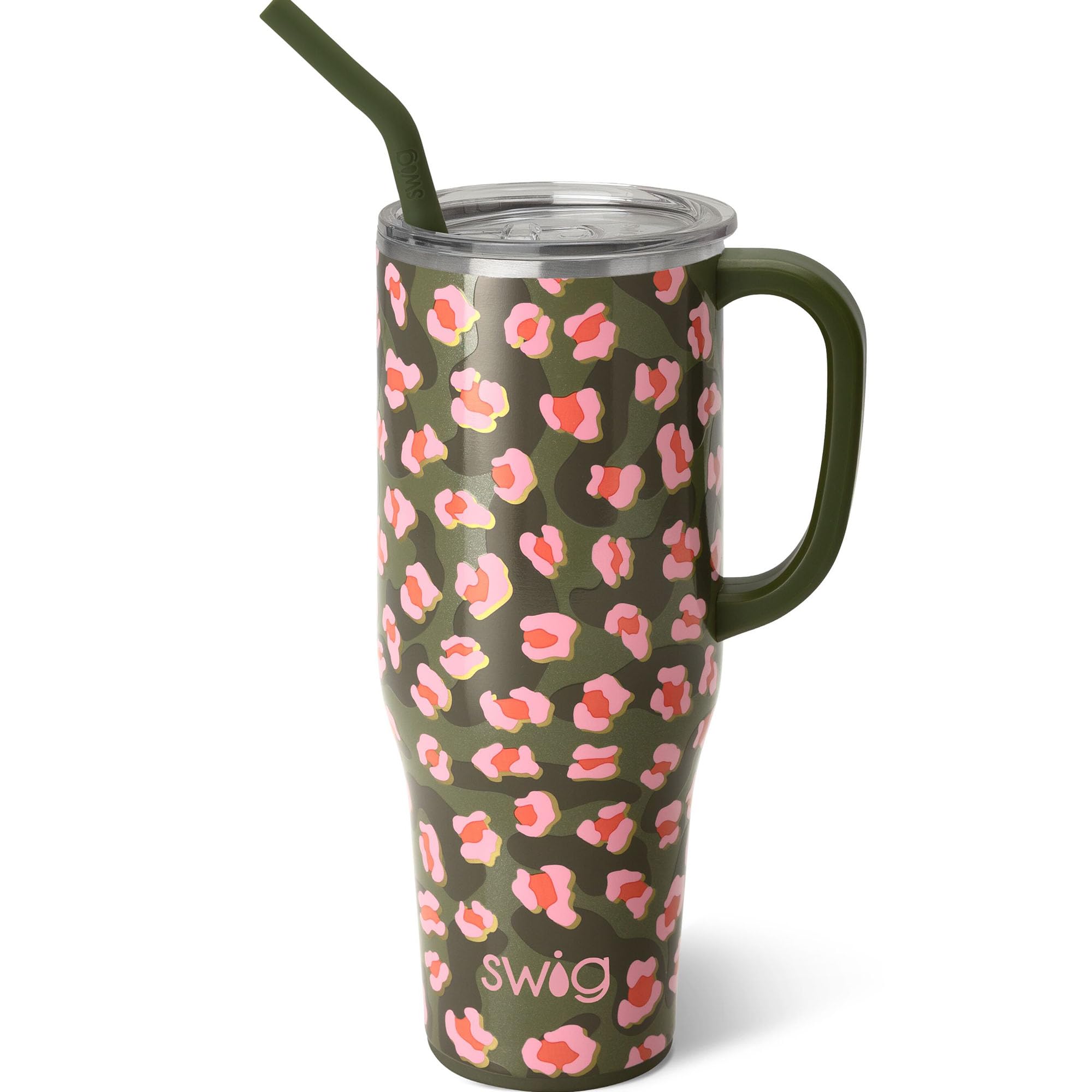 Swig Life 40oz Mega Mug, 40 oz Tumbler with Handle and Straw, Cup Holder Friendly, Dishwasher Safe, Extra Large Insulated Tumbler, Stainless Steel (On the Prowl)