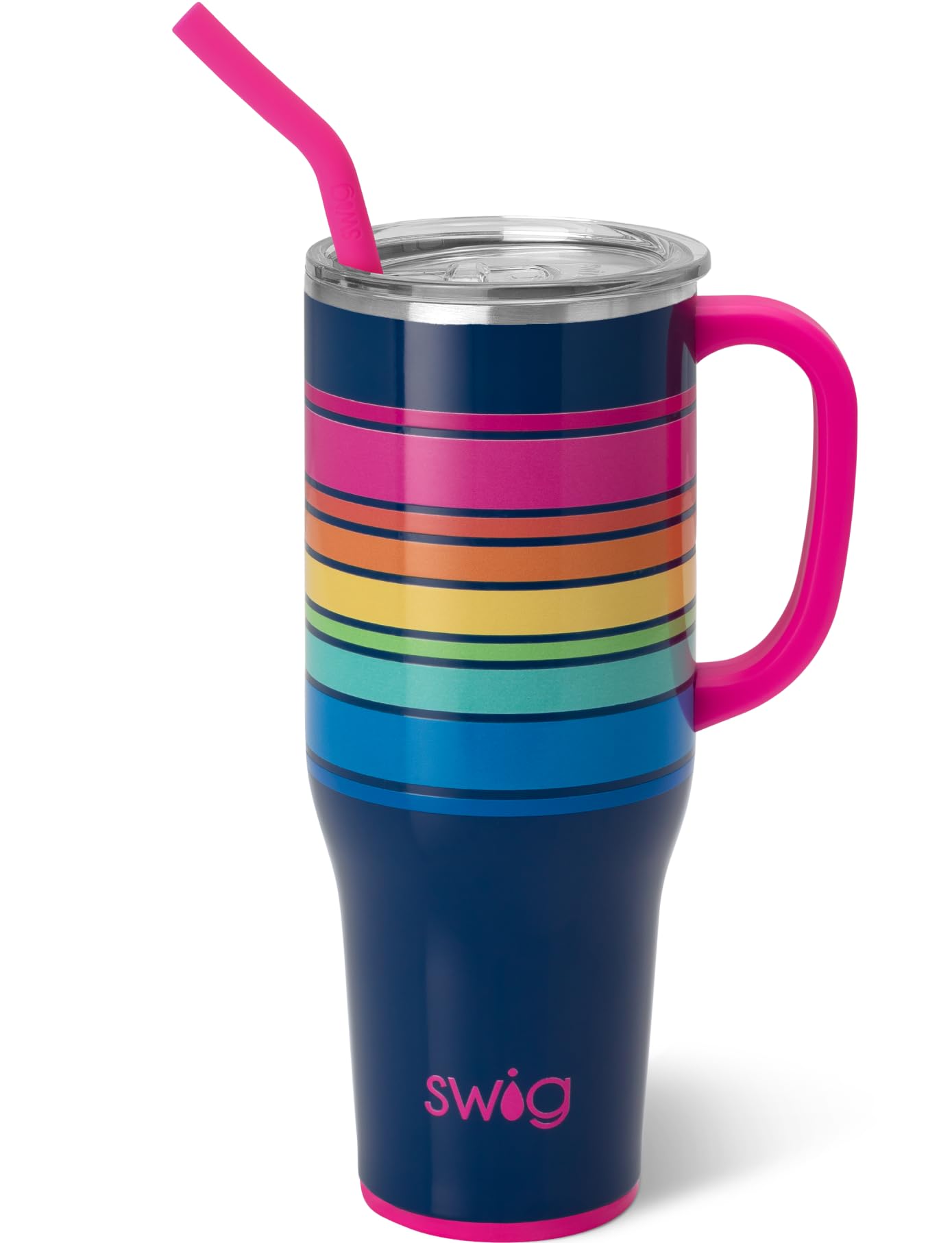 Swig Life 40oz Mega Mug, 40 oz Tumbler with Handle and Straw, Cup Holder Friendly, Dishwasher Safe, Extra Large Insulated Tumbler, Stainless Steel (Electric Slide)