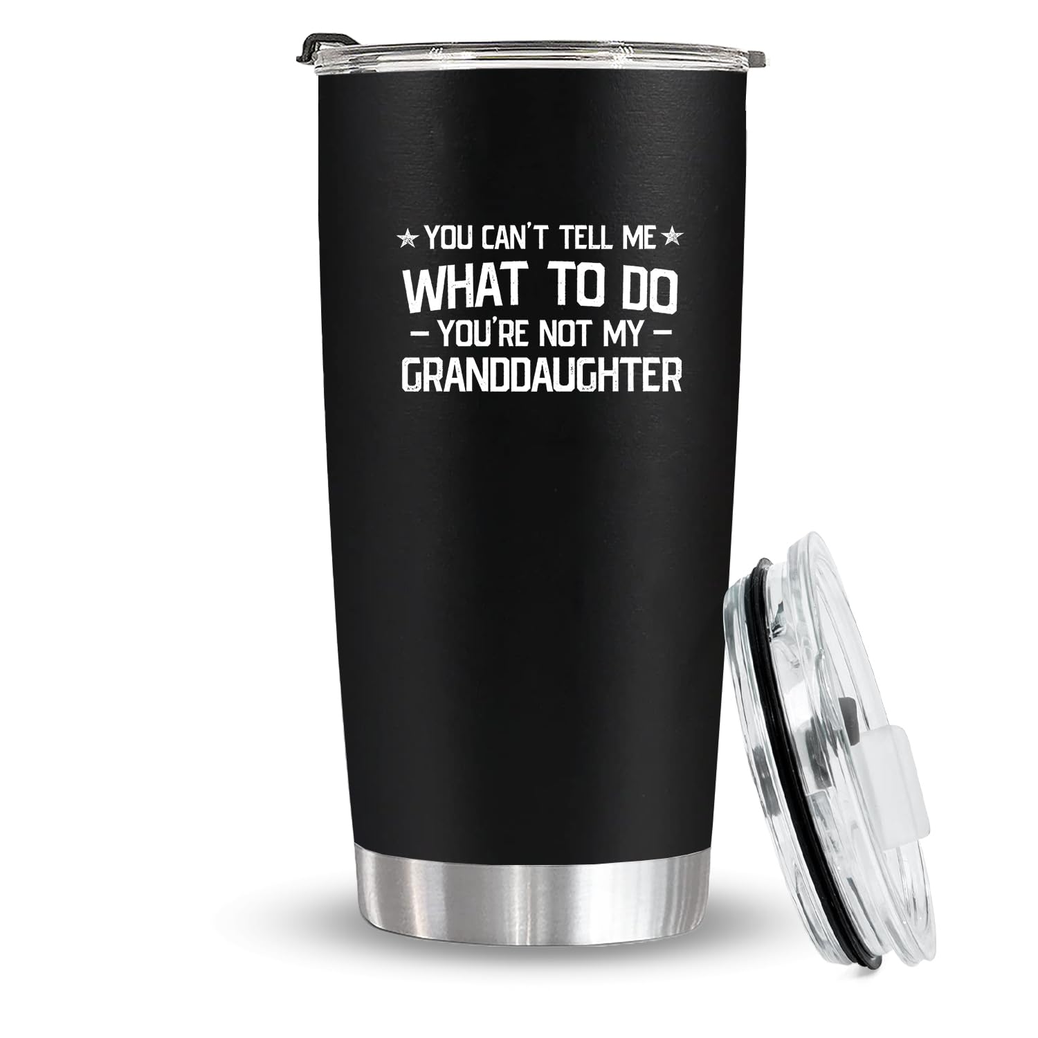 CHICKOR Grandpa Gifts For Birthday, Christmas - You Cant Tell Me What To Do Granddaughter Tumbler 20 Oz - Grandma And Grandpa Mug - New Grandfather Gift - Promoted To Great Grandparents Cup