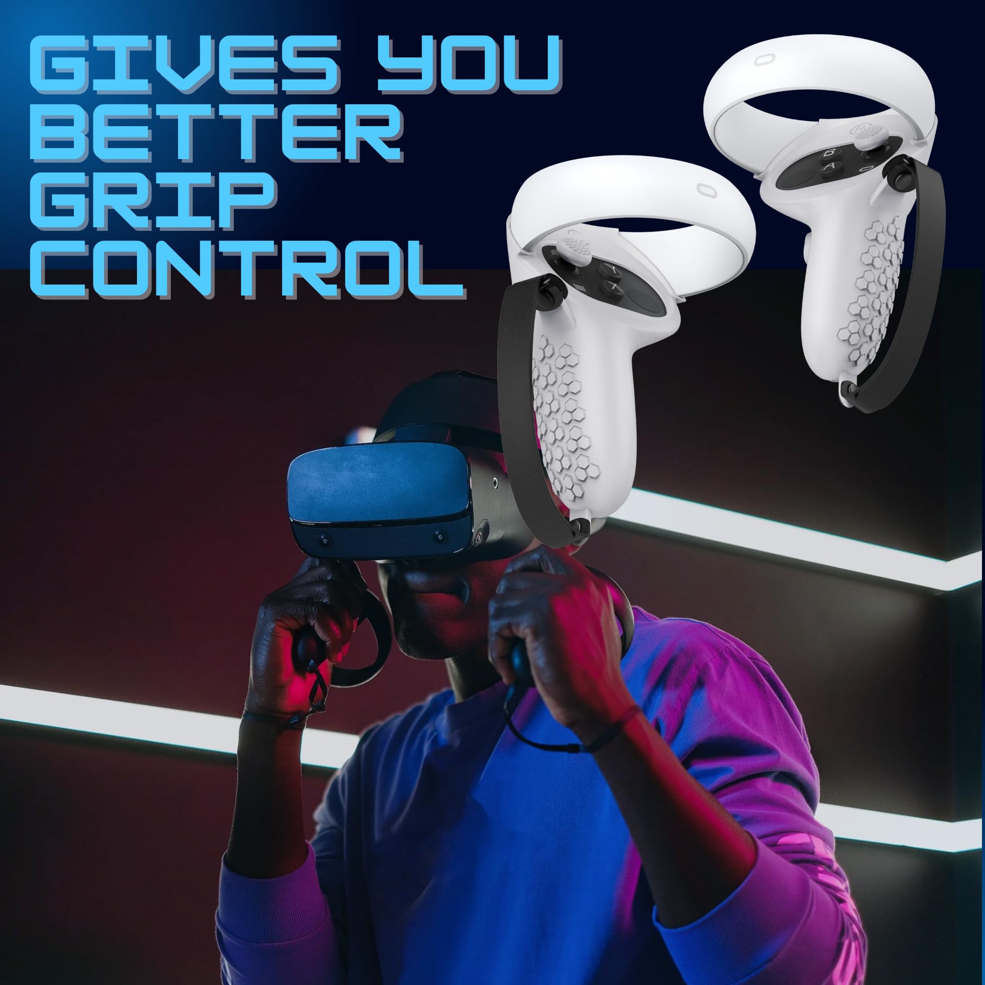AMZDM Controller Grip for Oculus Meta Quest 2 Accessories Grips Cover for VR Touch Controllers Covers Protector with Non-Slip Joystick Covers 1Pair (Gray)