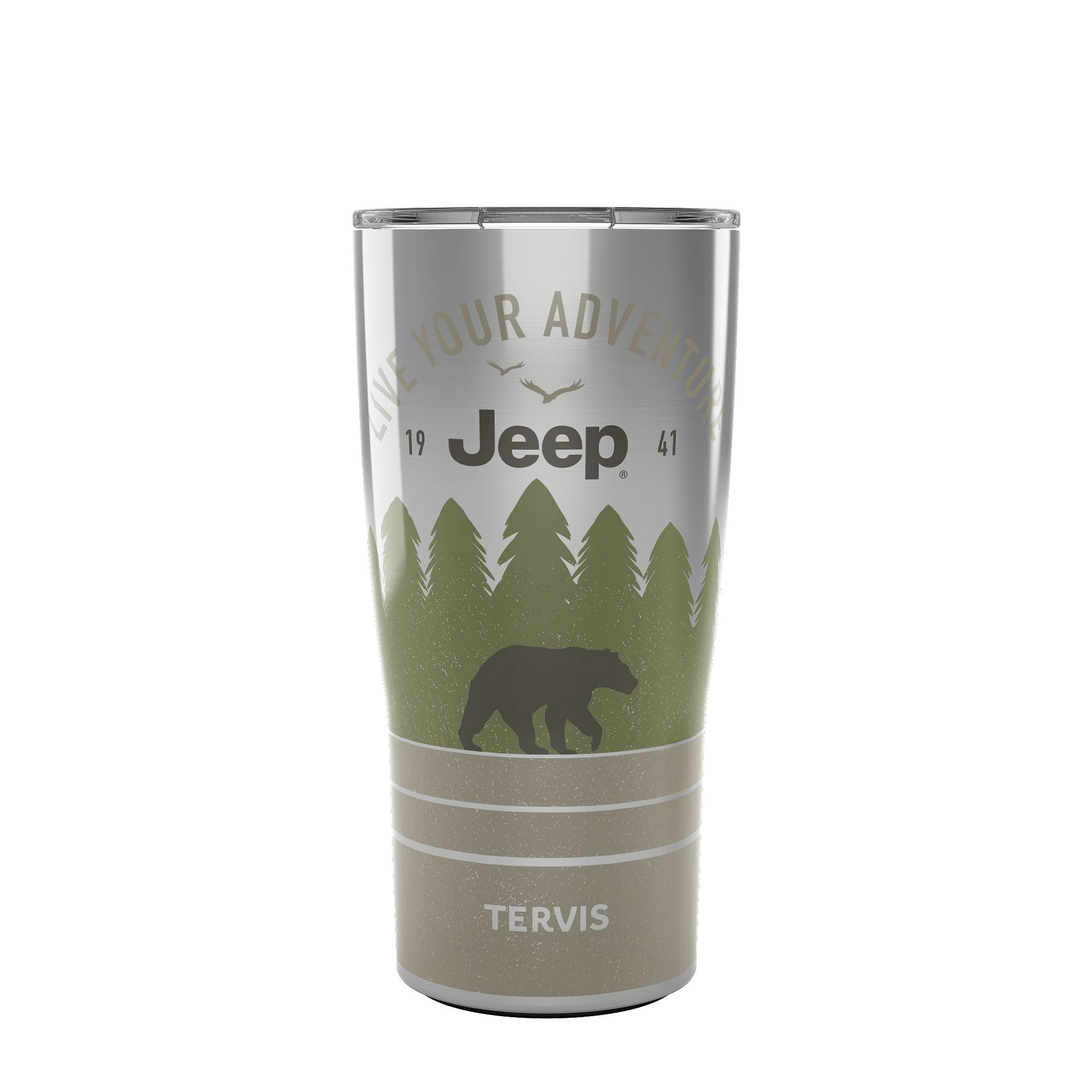Tervis Traveler Jeep Live Your Adventure Triple Walled Insulated Tumbler Travel Cup Keeps Drinks Cold & Hot, 20oz, Stainless Steel