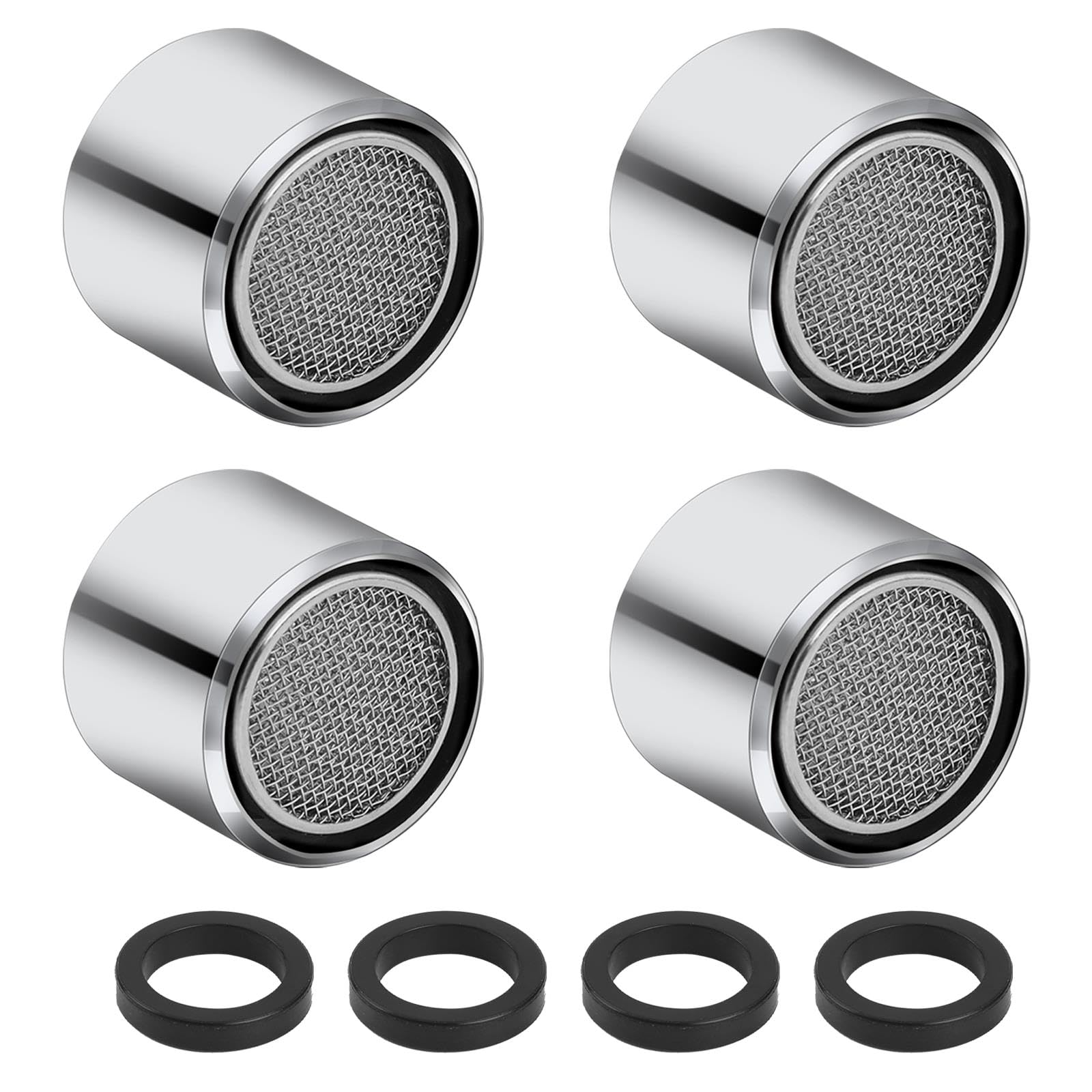 4 Pcs Faucet Aerator 55/64 inch Bathroom Sink Filter 22mm Aerator For Sink Faucet Insert Faucet Filter With Seal Chrome Plated Faucet Bubbler For Bathroom Kitchen Faucet