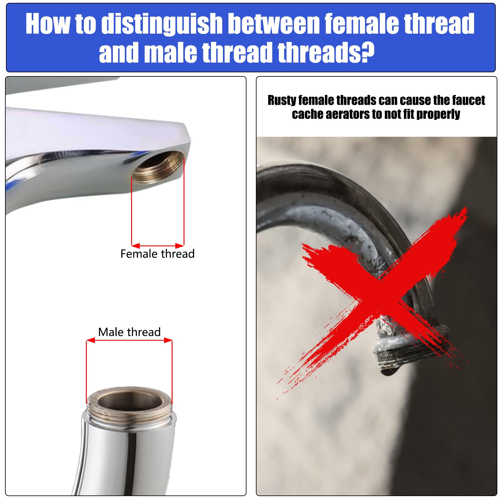 12 Pieces Faucet Cache Aerators with Faucet Aerator Removal Tool Water Saving Flow Restrictor Set Replacement Part for Bathroom or Kitchen,4 Size(M16.5 18.5 21.5 24 mm)
