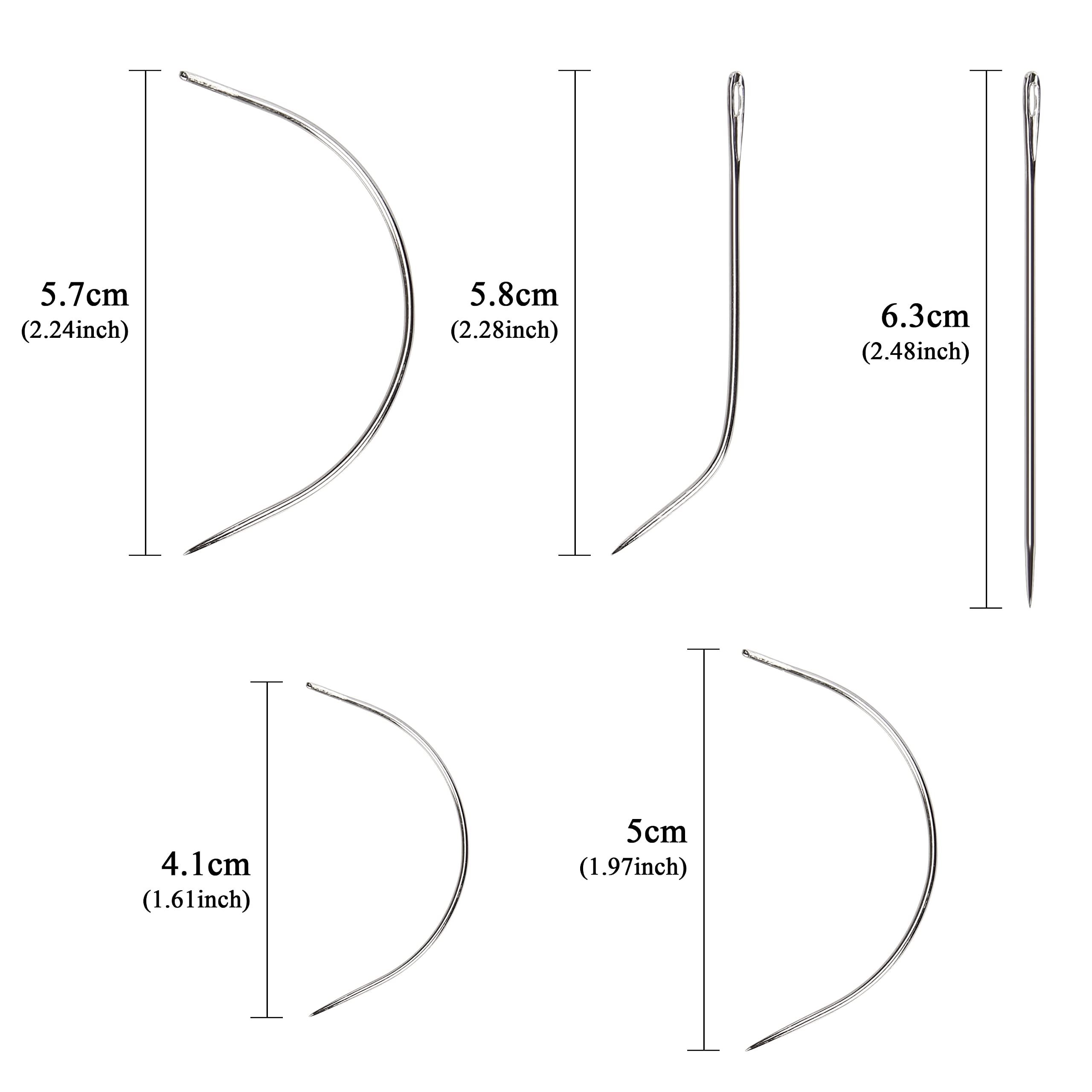 Lusecarl Needle and Thread for Hair Extensions 3 Rolls Hair Weave Sewing Threads with 10 Pcs C J I Shape Curved Upholstery Needles for Hand Sewing, Hair Extensions, Making Wigs DIY (10+3, Black)