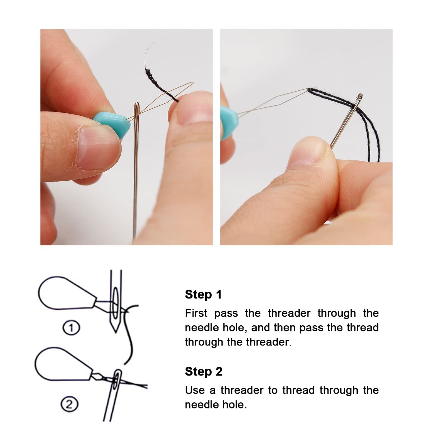 Lusecarl Needle and Thread for Hair Extensions 3 Rolls Hair Weave Sewing Threads with 10 Pcs C J I Shape Curved Upholstery Needles for Hand Sewing, Hair Extensions, Making Wigs DIY (10+3, Black)