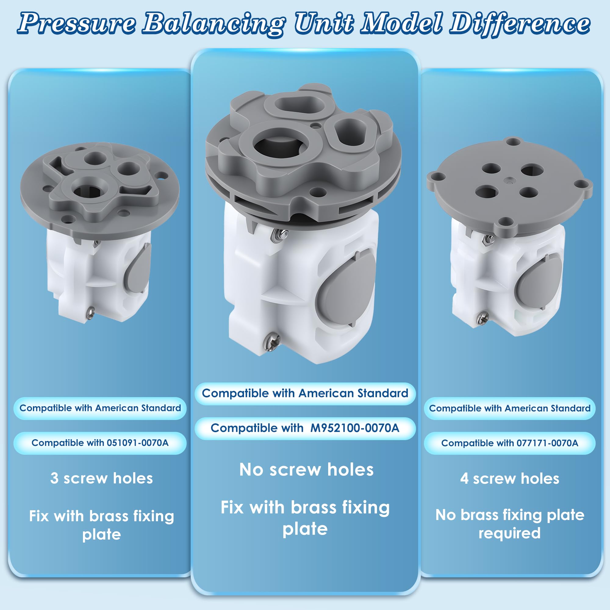 Dreyoo 1 Pack Pressure Balancing Unit Compatible with American Standard M952100-0070a, R110, R120, R115, R125 for Single Control Bath Tub and Shower Faucets Valves