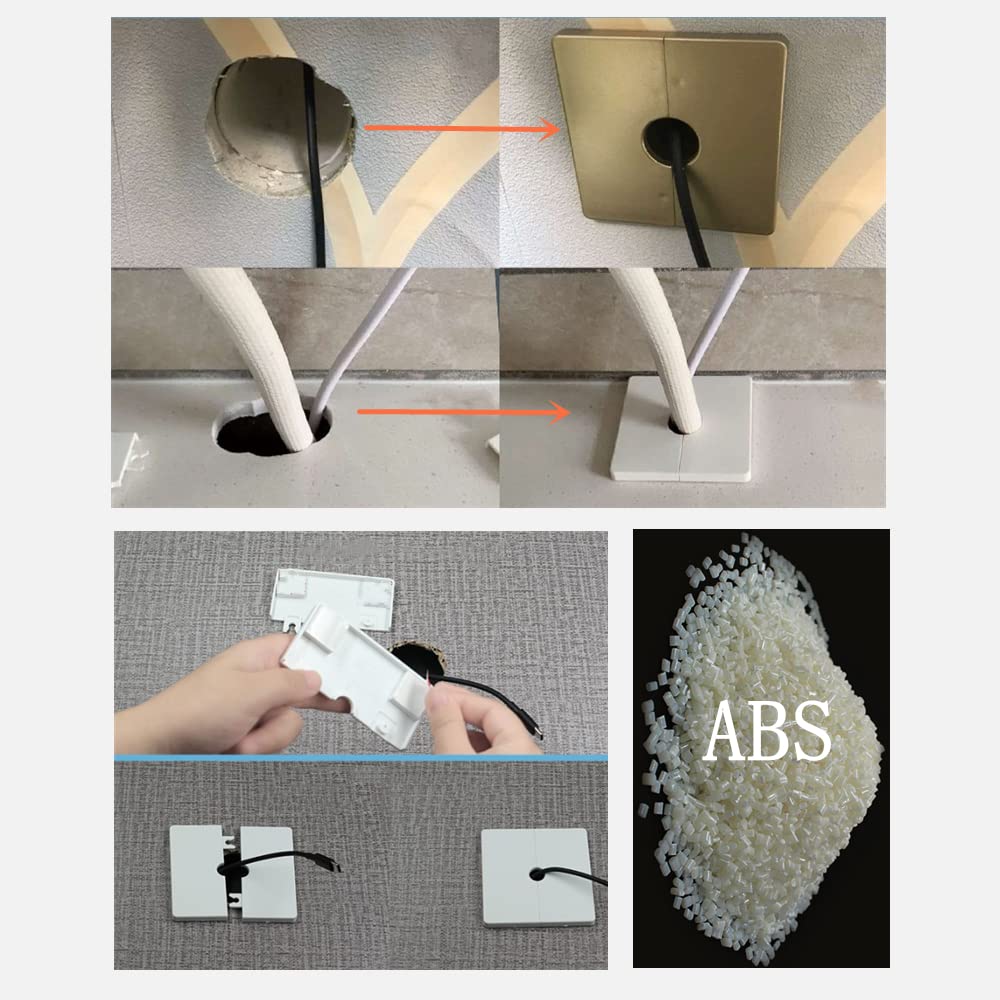 Tsnamay 4 Pcs Wall Split Flange, ABS Square Self-Adhesive Escutcheon Plate Buckles Design for 1.3"/33mm Diameter Pipe