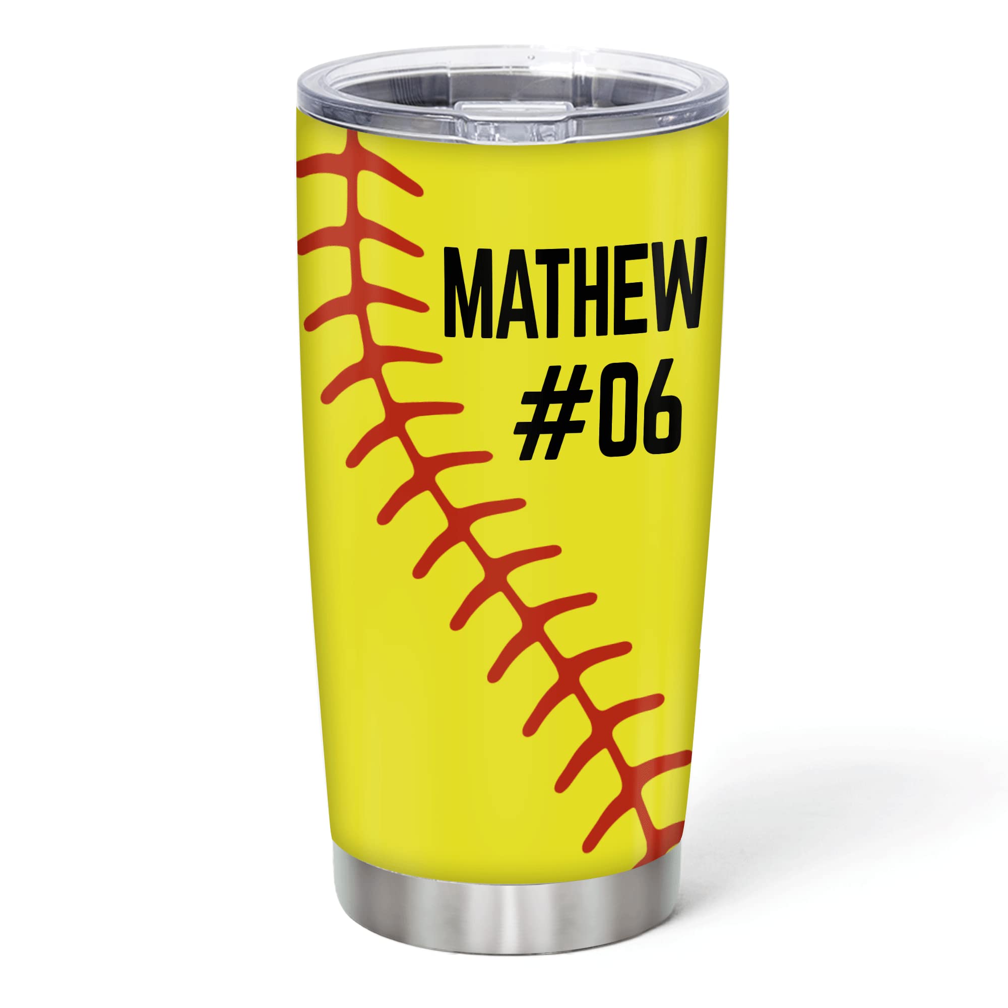 Hyturtle Personalized Softball Tumbler - Softball Print Custom Name And Number Stainless Steel Tumbler 20oz With Lid - Softball Gifts For Mom Women Men Fan Coach Sport Lovers Birthday Mother's Day
