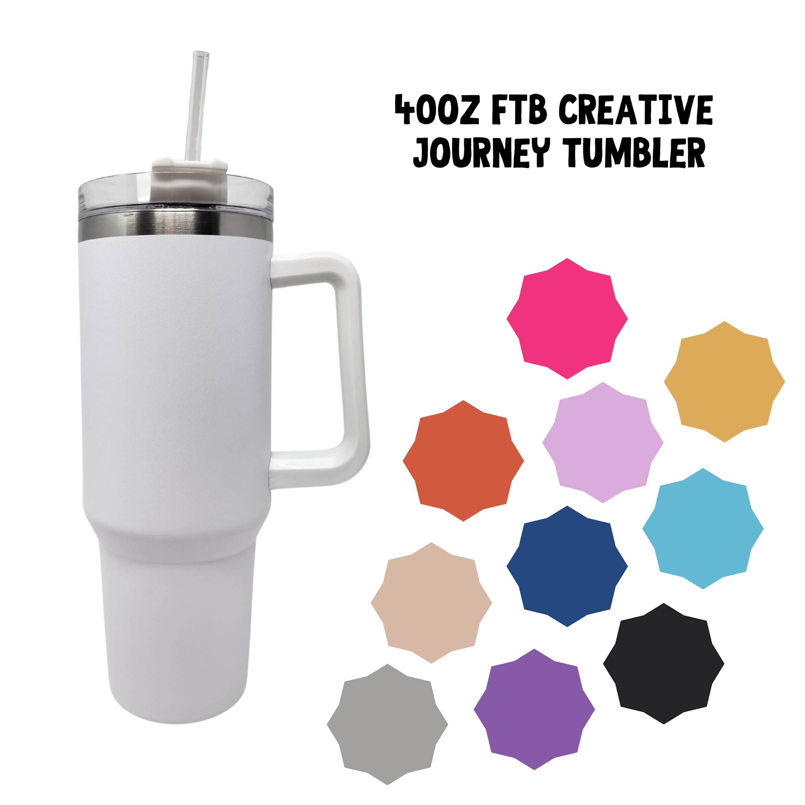 FTB Creative 40oz Insulated Journey Tumbler Mug, Double Wall Stainless Steel, with Lid and Straw (Tuscan Terracotta)