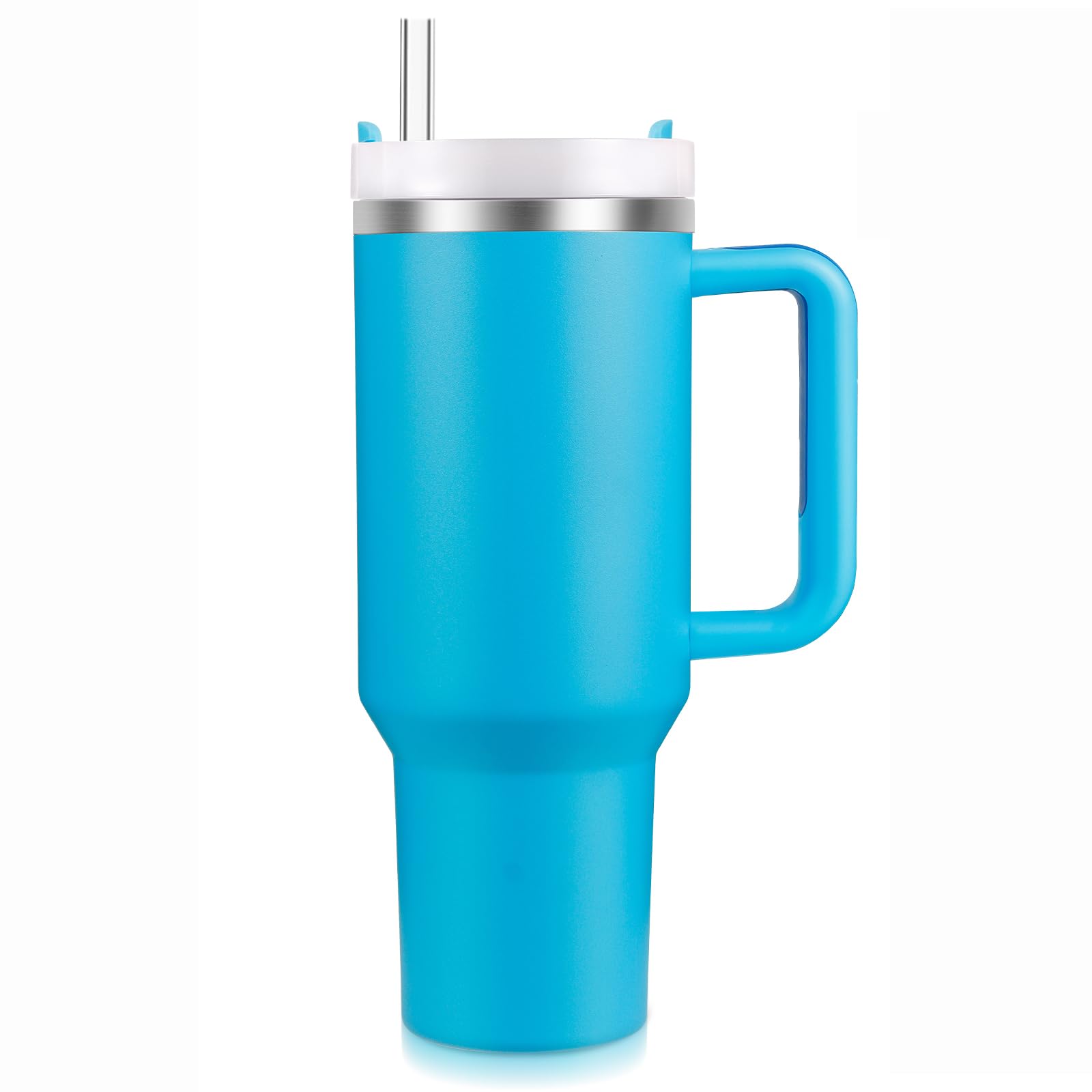 BELYQLY New Version 40oz Stainless Steel Vacuum Insulated Tumbler with Lid and Straw for Water, Smoothie and More, Iced Tea or Coffee (Pool Blue)