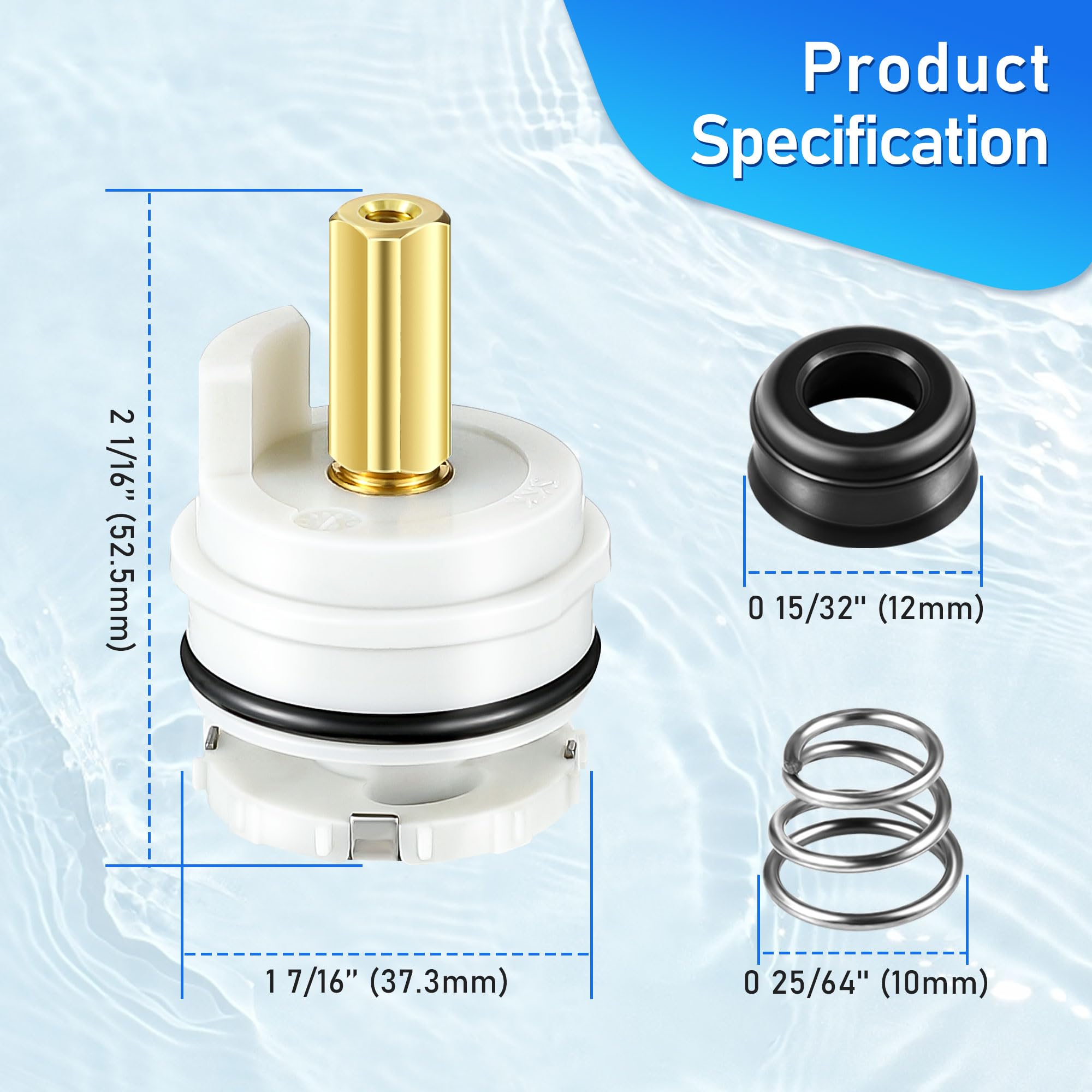 Dreyoo Square Stem Washerless Cartridge Replacement for DA603566, Shower Cartridge Compatible with Danze and Glacier Bay Single Handle Tub/Shower Faucets with Temperature Limit Stops