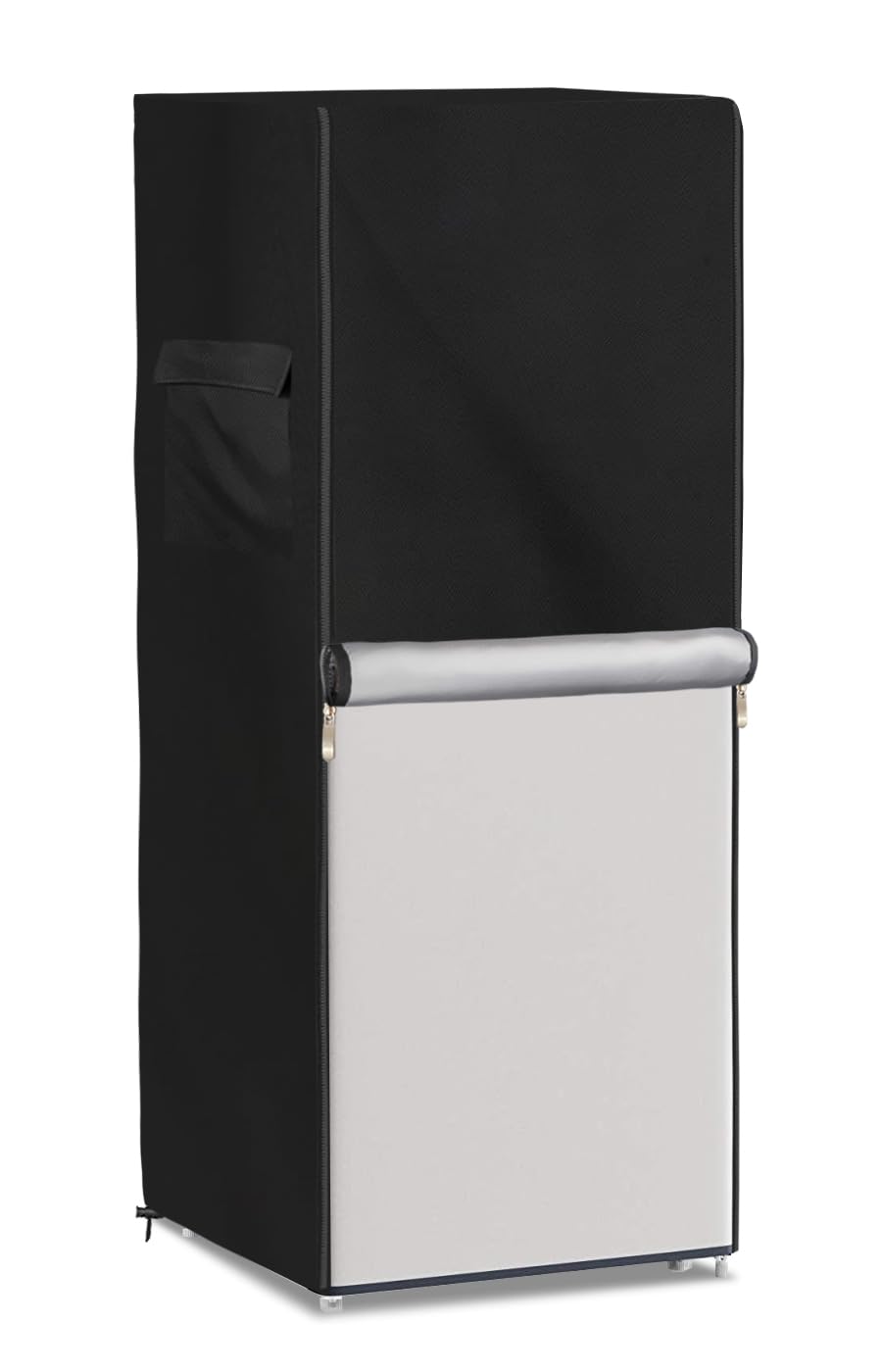 Dalema Outdoor Refrigerator Cover,600D Heavy Duty 100% Waterproof Upright Freezer Cover,Outside Stand Up Fridge Covers.Front Can Be Rolled-Up by Zippers.(Black,23" W x 23" D x 56" H)
