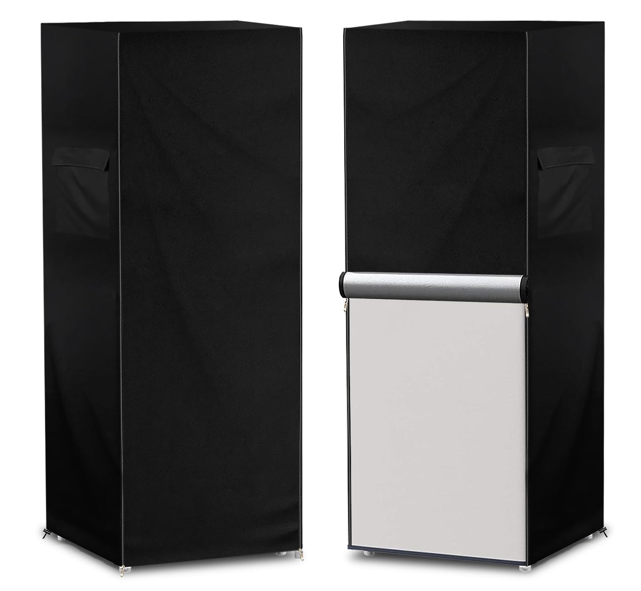 Dalema Outdoor Refrigerator Cover,600D Heavy Duty 100% Waterproof Upright Freezer Cover,Outside Stand Up Fridge Covers.Front Can Be Rolled-Up by Zippers.(Black,23" W x 23" D x 56" H)