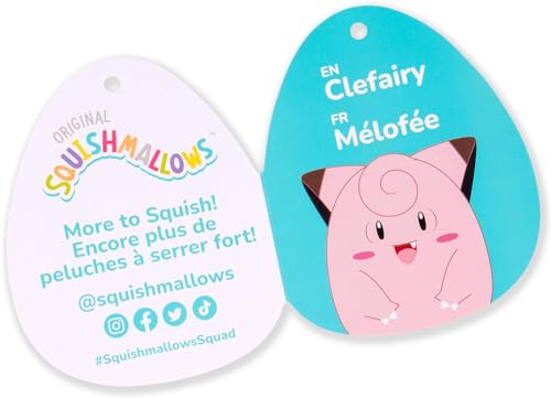 Squishmallows Pokemon 14-Inch Clefairy Plush - Add Clefairy to Your Squad, Ultrasoft Stuffed Animal Medium Plush, Official Kelly Toy Plush