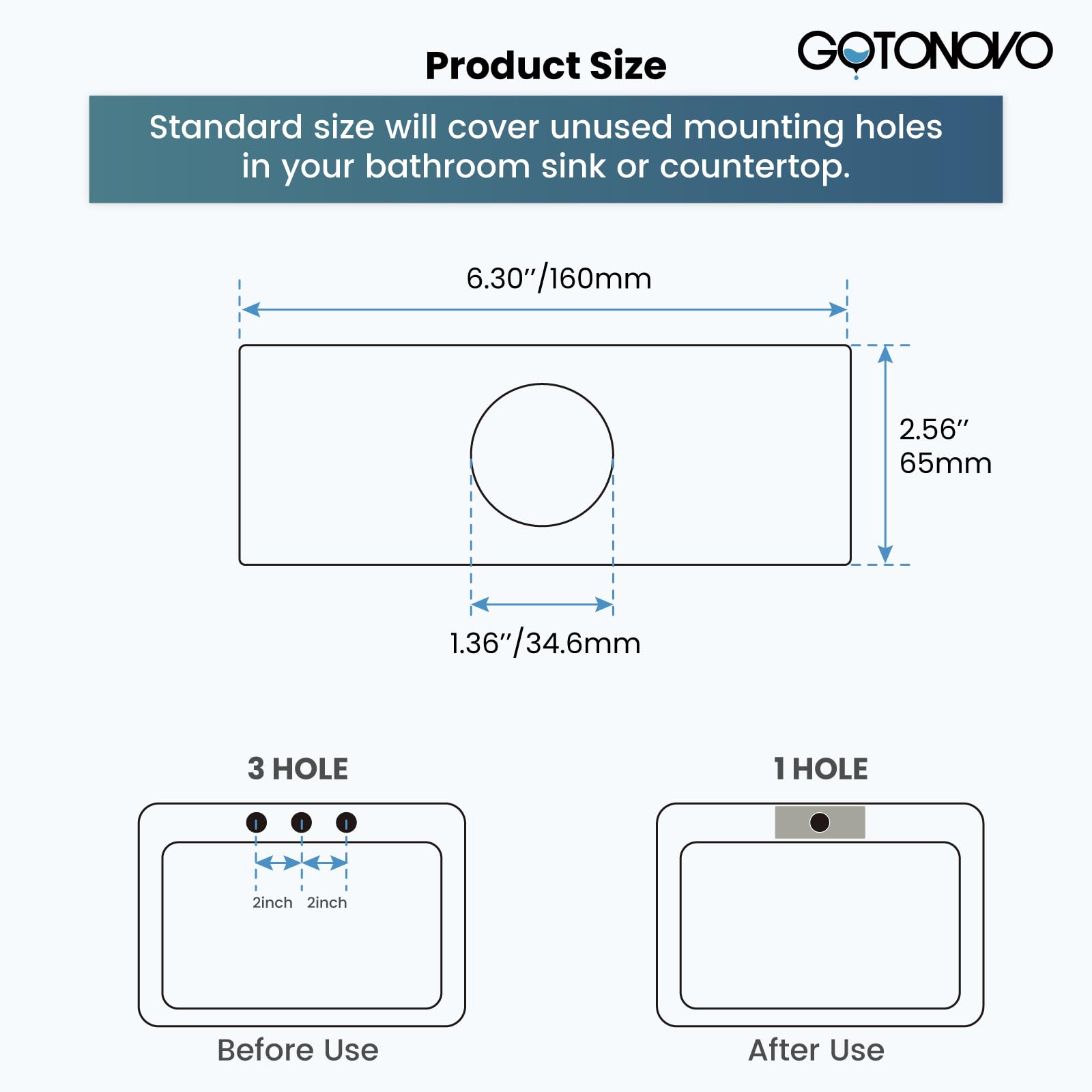 gotonovo 6 inch Rectangle Deck Mount Faucet Plate,Faucet Hole Cover Escutcheon Plate for Kitchen or Bathroom Sink 1 Hole or 3 Hole 4 Inch Centerset Brushed Nickel