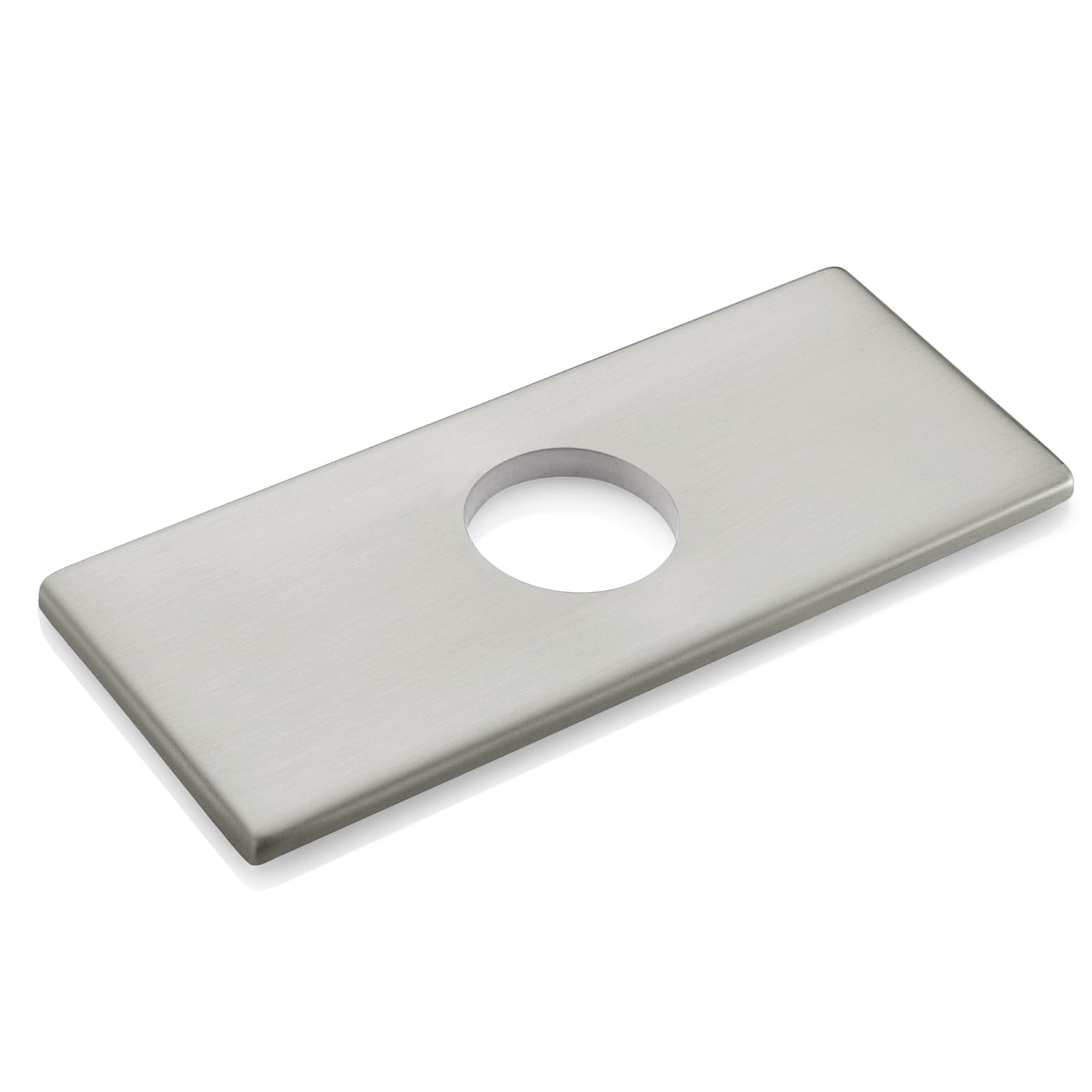 gotonovo 6 inch Rectangle Deck Mount Faucet Plate,Faucet Hole Cover Escutcheon Plate for Kitchen or Bathroom Sink 1 Hole or 3 Hole 4 Inch Centerset Brushed Nickel
