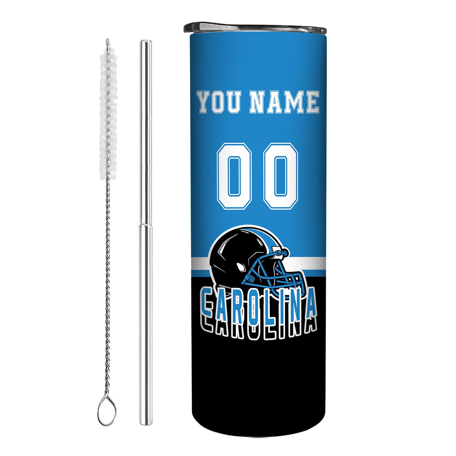 20oz Football City Customs stainless steel Insulated tumbler with Lid and Straws, Personalized football gifts for fans, Travel Cup Adds Your Name and Number