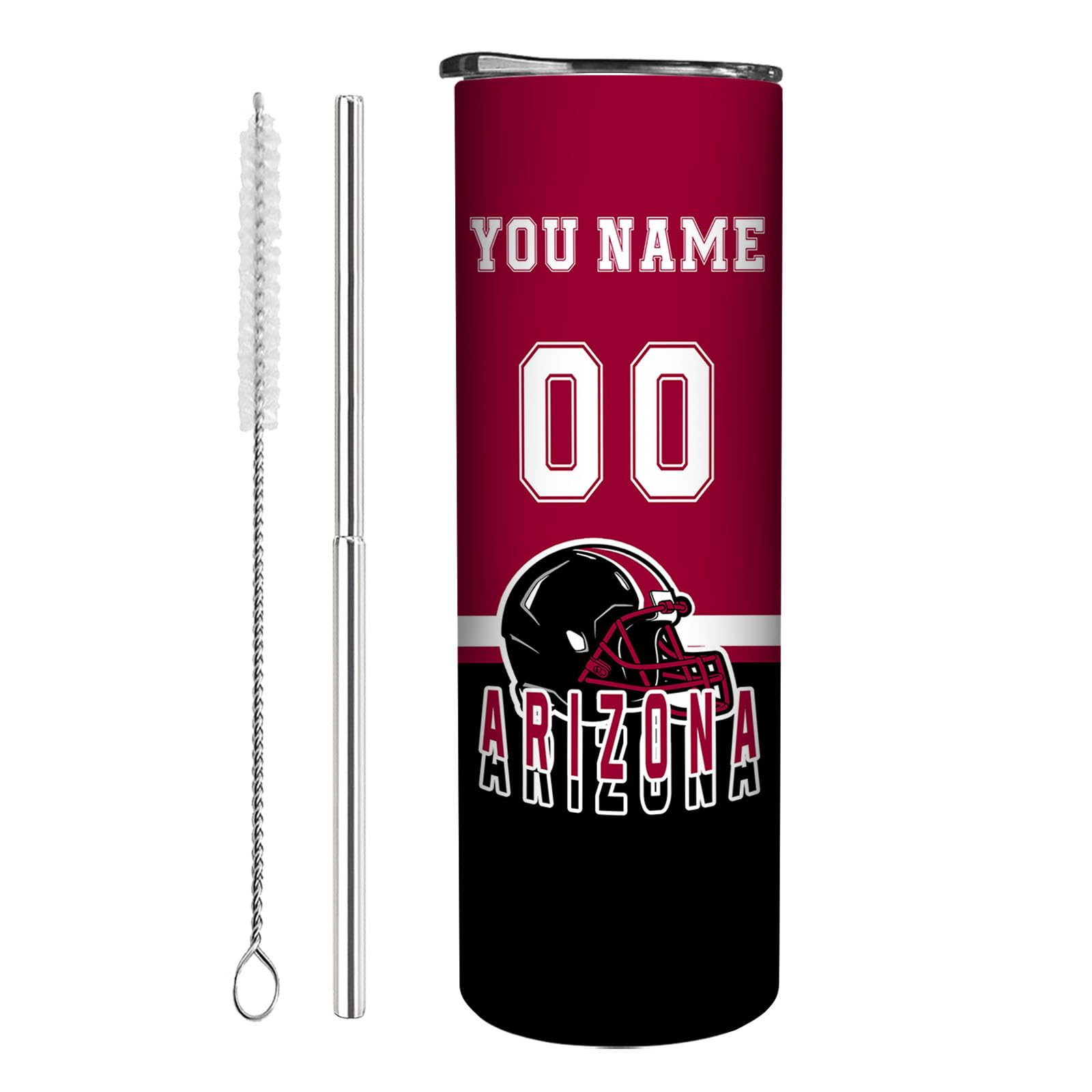 20oz Football City Customs stainless steel Insulated tumbler with Lid and Straws, Personalized football gifts for fans, Travel Cup Adds Your Name and Number