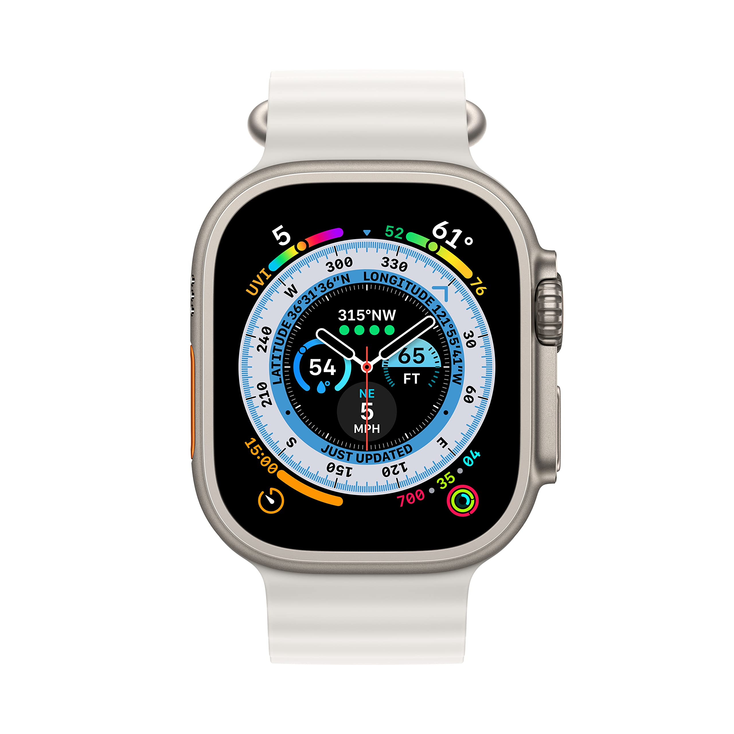 Apple Watch Ultra [GPS + Cellular 49mm] Titanium Case with White Ocean Band, One Size (Renewed Premium)