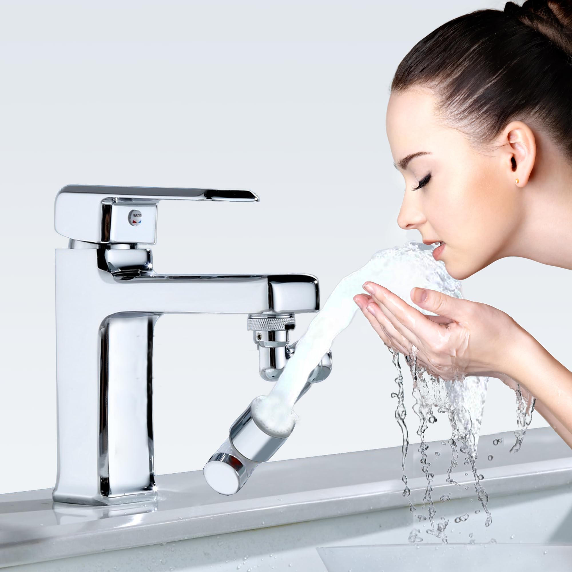 WATERPLOF Splash Multifunction Faucet with Filter Functionality & 6 Replacement Cartridges Universal 1080° Swivel Robotic Arm Faucet Aerator for sink 2 Modes Pressurized Spray Attachment
