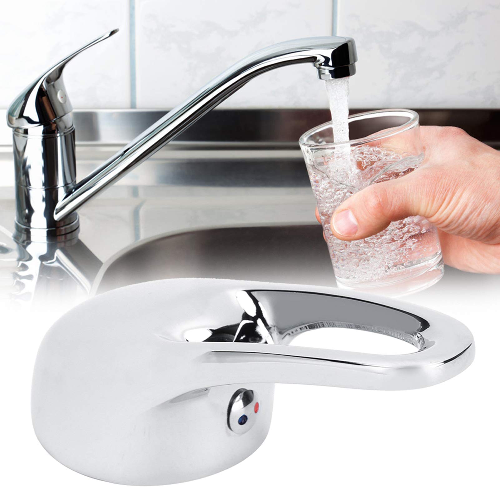 Tap Lever Handle, Faucet Handle Chrome Plated Zinc Alloy Bathroom Single Lever Faucet Handle Replacement for 35mm Valve Core Bathroom, Faucet Handles