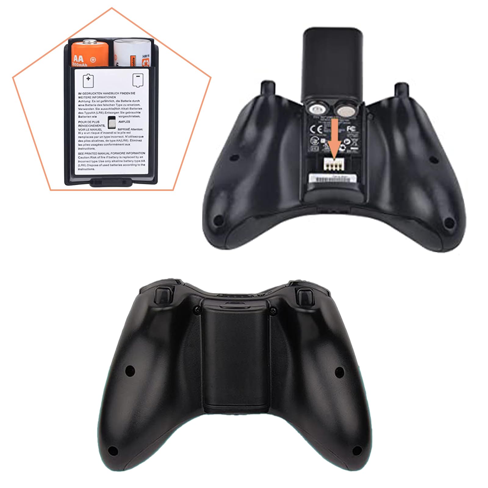 2 Pcs Battery Pack Cover for Xbox360 Wireless Controller, Replacement Battery Pack Cover Shell Case (1×Black, 1×White)
