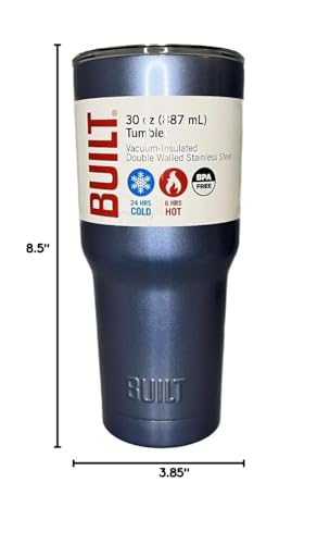 Built 30 Ounce Vacuum-Insulated Double Walled Stainless Steel Tumblr Harbor Blue