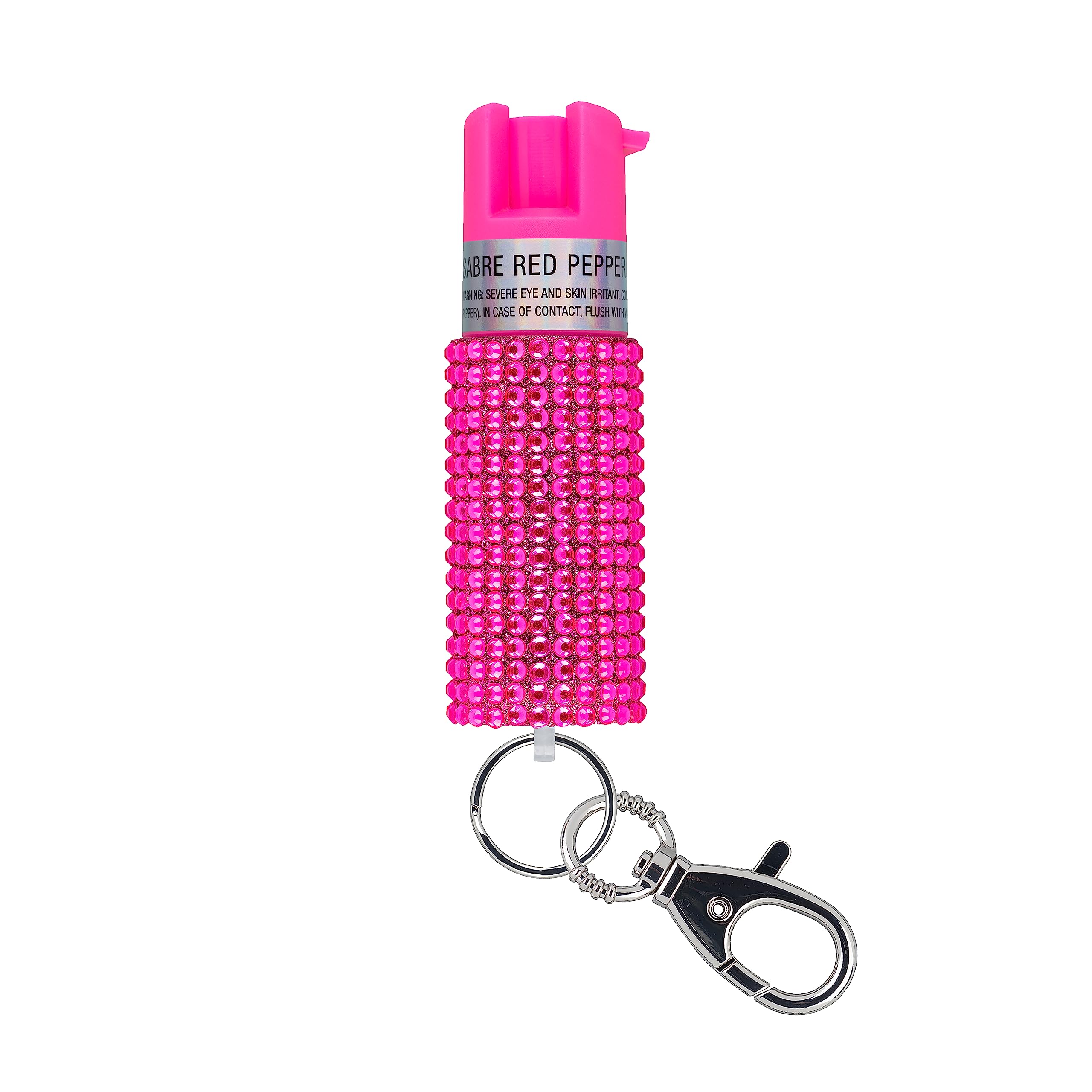 SABRE Jeweled Pepper Spray, Maximum Strength, Fashionable Monochromatic Design, Quick and Easy Access Snap-Clip for Secure Attachment, Protect Against Multiple Threats with up to 10 second spray time