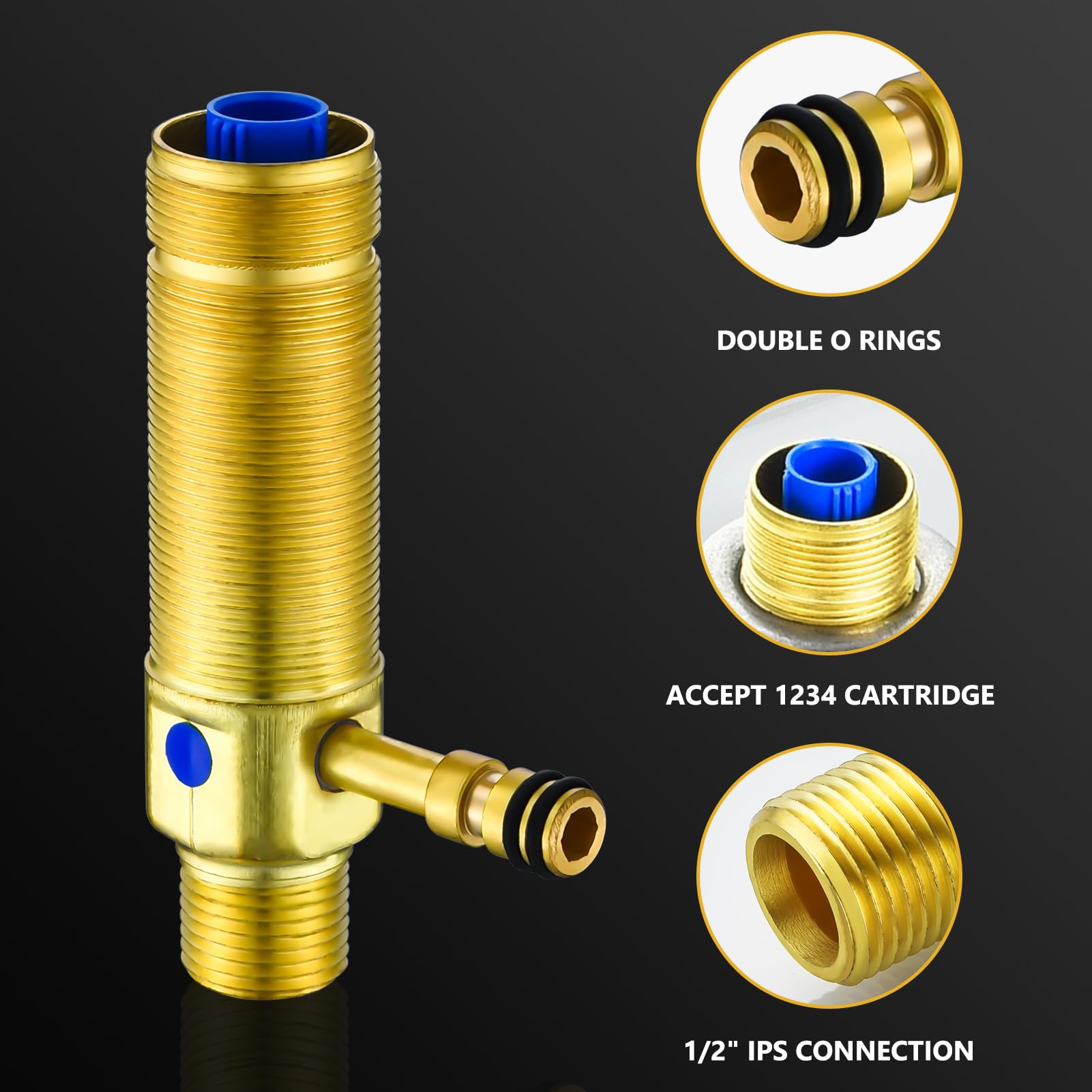 Rough-In Valve with Drain Assembly, Compatible with Moen Widespread Bathroom Sink Faucet, 1/2-Inch IPS Connections, Brass Construction