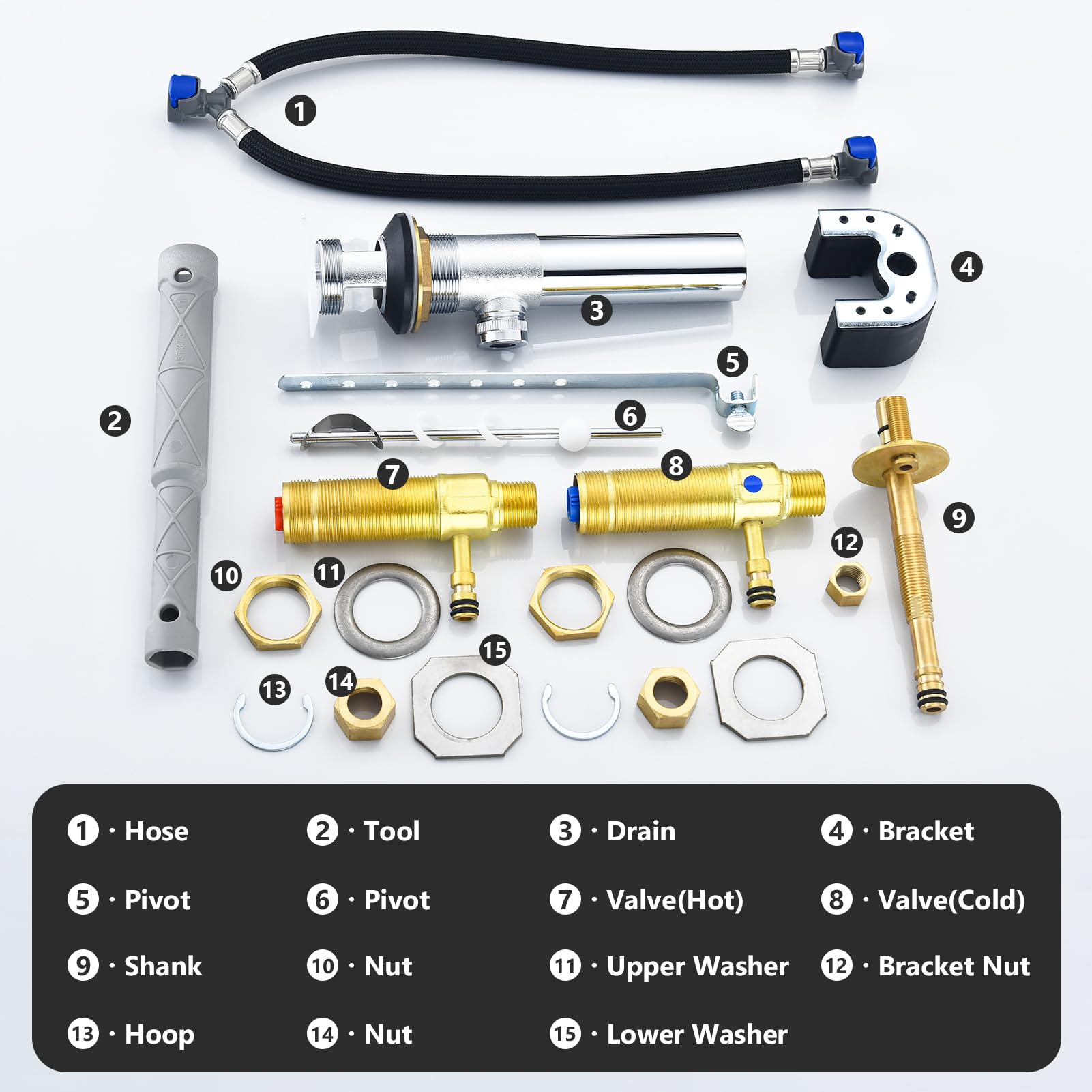 Rough-In Valve with Drain Assembly, Compatible with Moen Widespread Bathroom Sink Faucet, 1/2-Inch IPS Connections, Brass Construction
