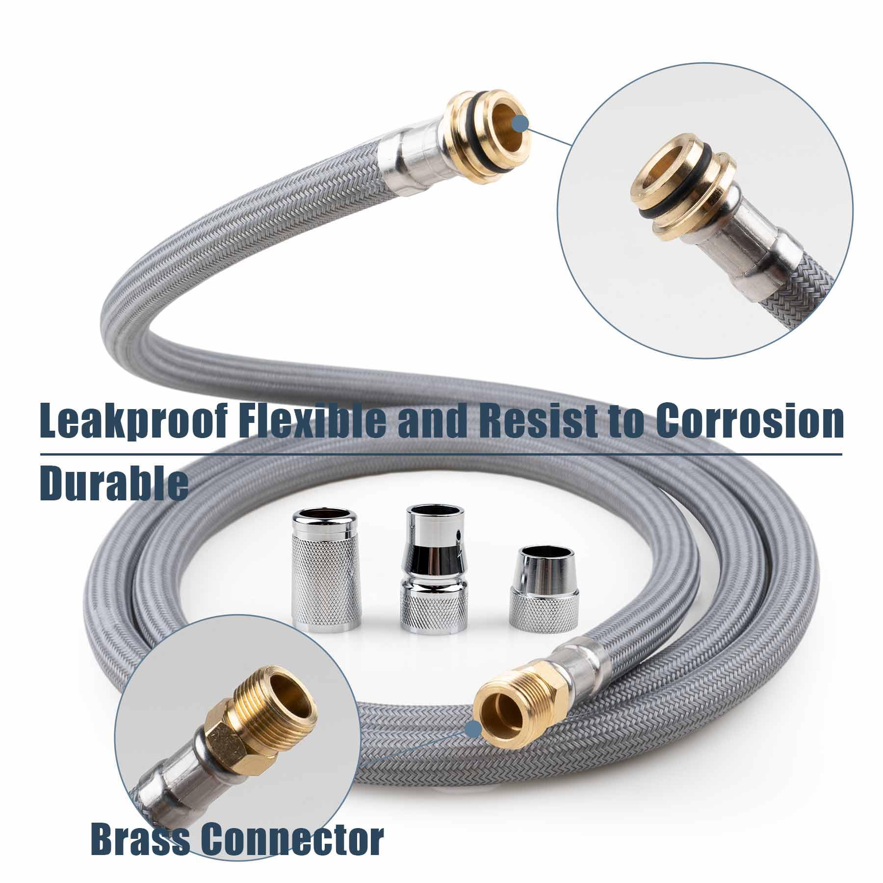 Kitchen Faucet Parts for Grohe 48293000 Replacement Hose with Weigt Ball and 3 Connect Adapters, Grohe Ladylux 46174000 46092000 Kitchen Faucet Hose Replacement Parts, Pull-Down Hose for Sink, 59"