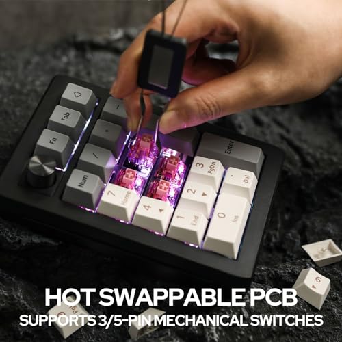 EPOMAKER EK21 VIA Gasket Number Pad, Bluetooth 5.0/2.4ghz/Wired Hot Swappable Numpad, with Poron Foam, Aluminum Alloy Knob, 1000mAh Battery, Programmable for Win/Mac/Gaming (Gateron Pro Yellow)