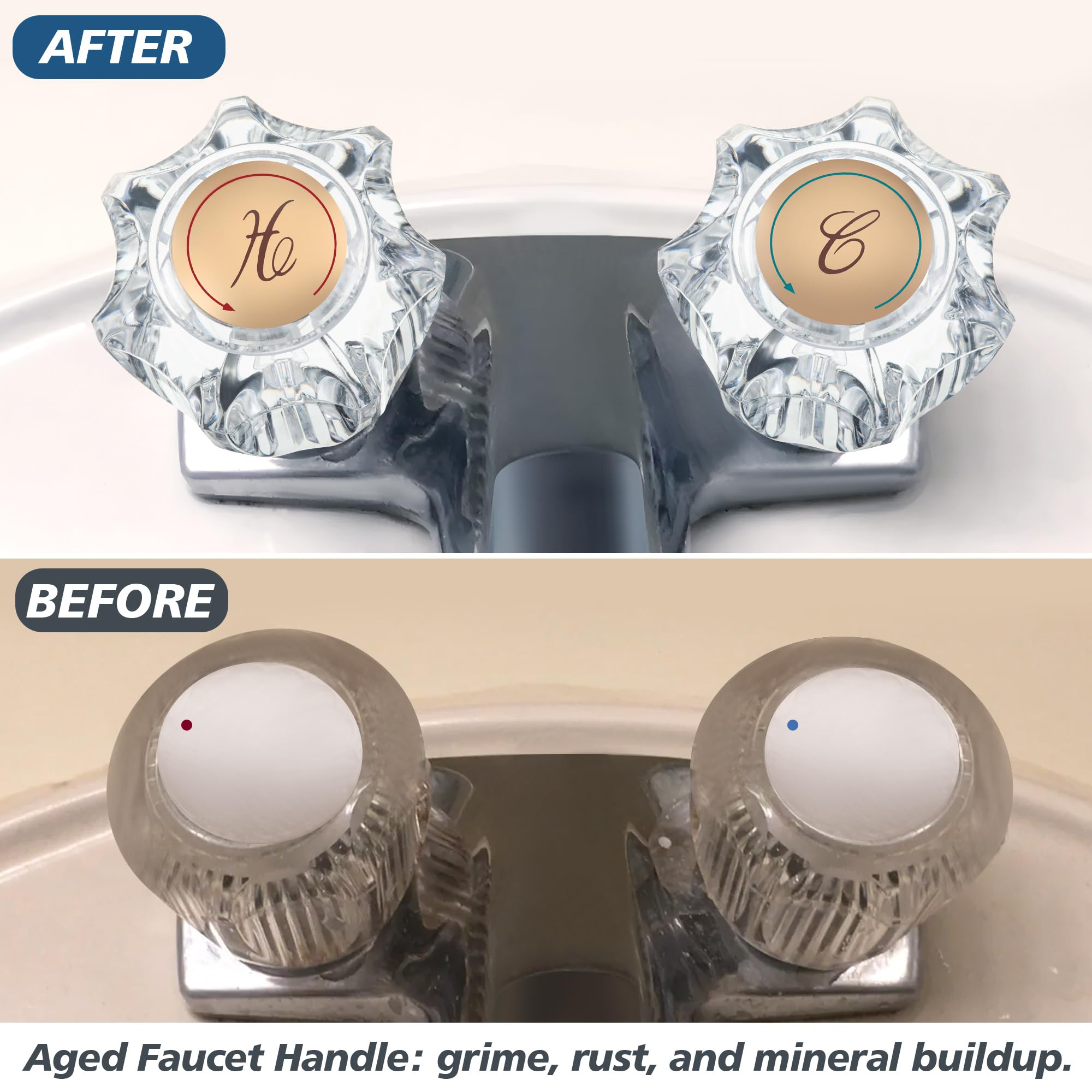 Enhon 2 Pairs Bathroom Faucet Knobs Replacement, Bathtub Faucet Handles Compatible with Delta/Delex/Peerless, Hot and Cold Sink Faucet Knobs Replacement Parts in Clear Acrylic, Include Screws